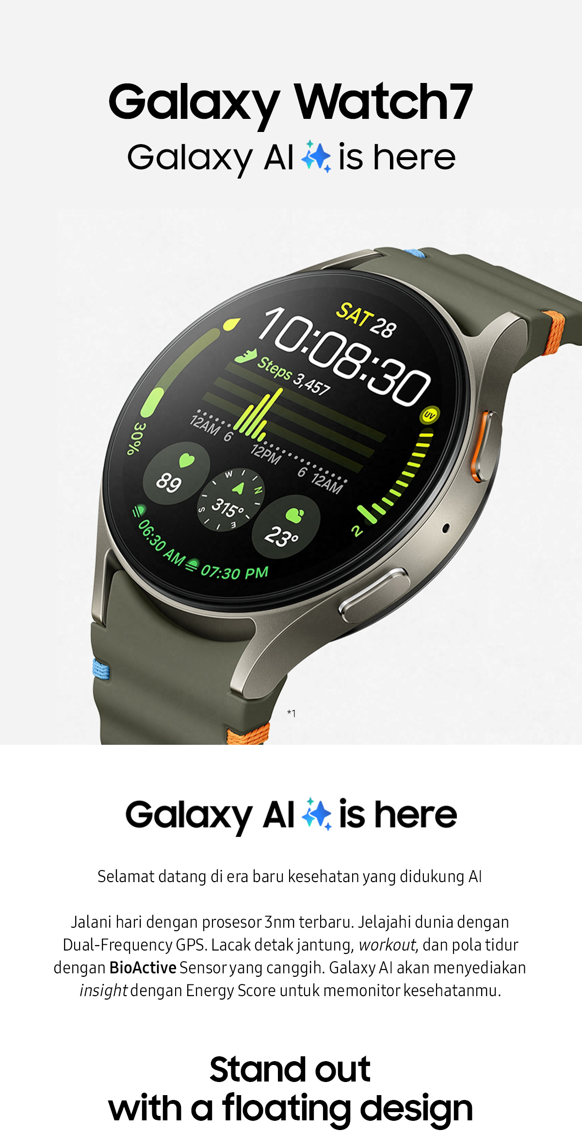 Jual Samsung Galaxy Watch7 44mm - Green, Smartwatch AI, Prosesor 3nm ...
