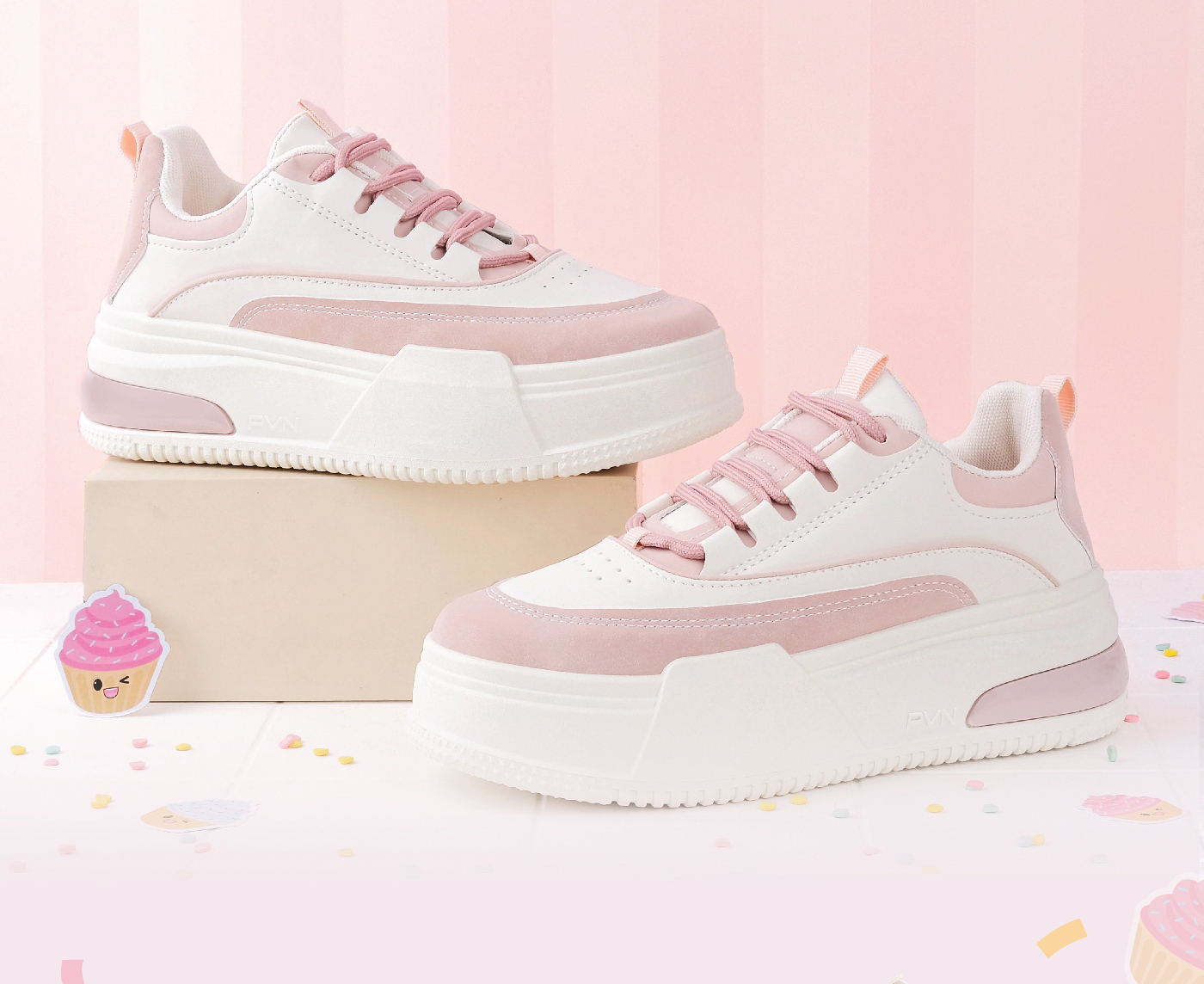 Jual PVN Jeno Sepatu Sneakers Wanita Kasual Sport Shoes Pink 438 ...