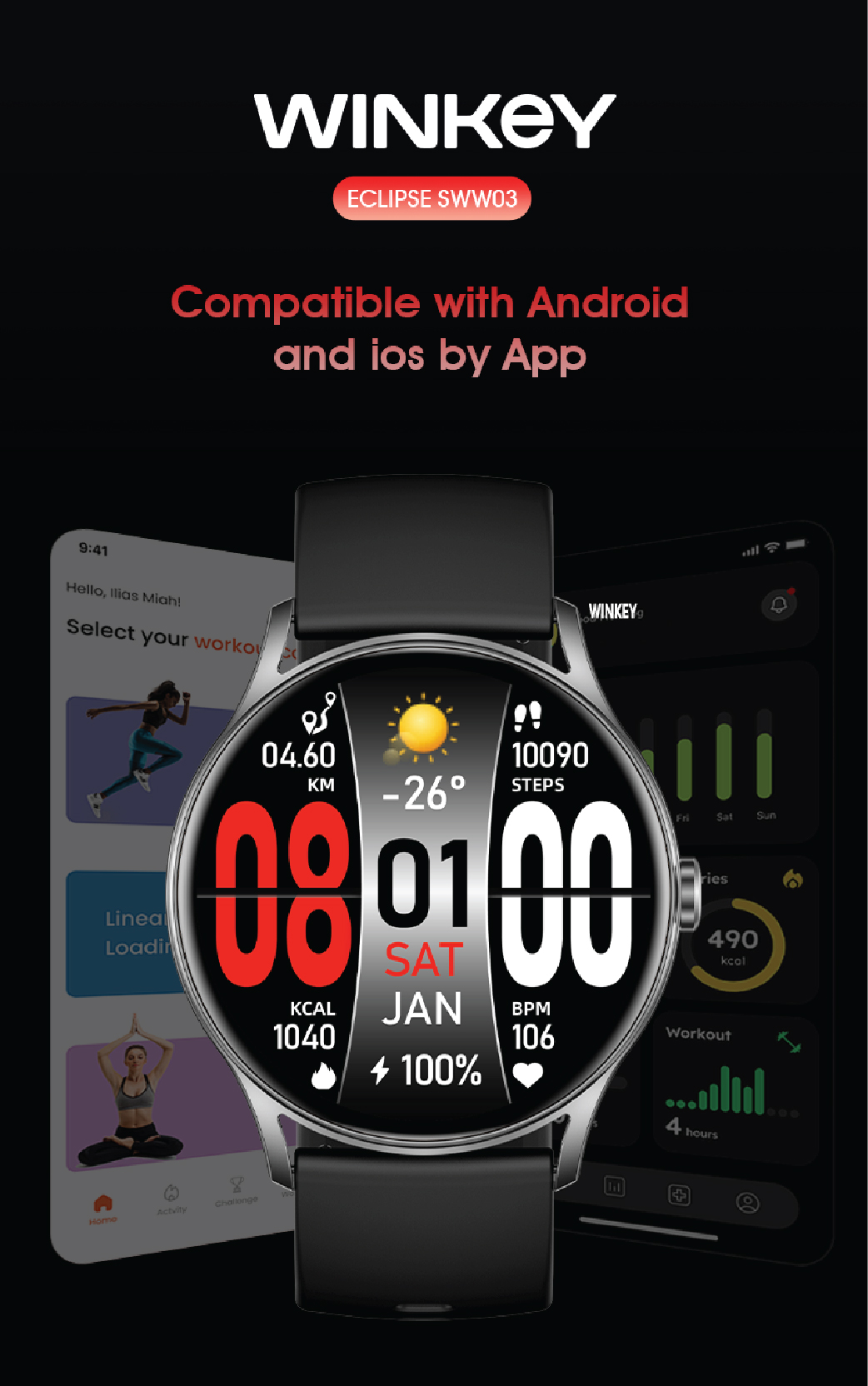 Jual WINKEY Smartwatch Eclipse Bluetooth Call Long Battery Life - SWW03 ...