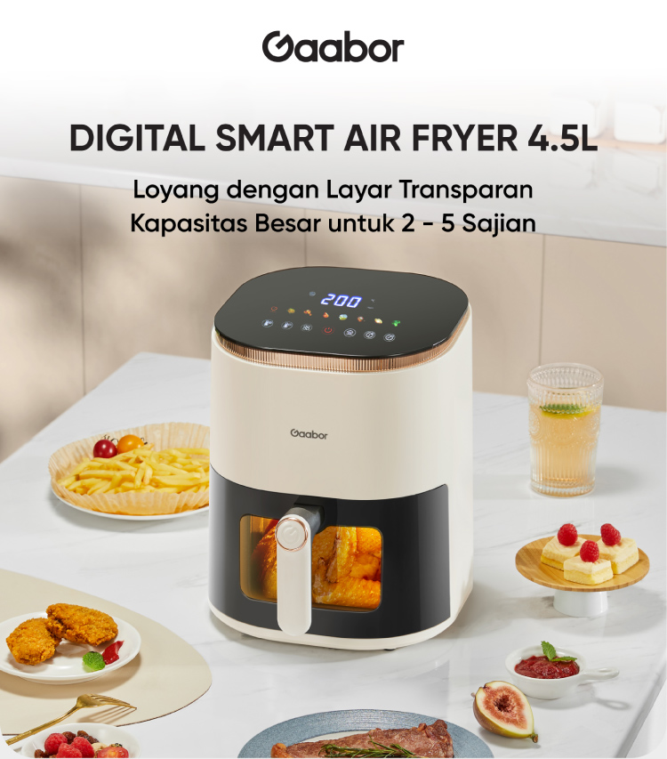 Jual Gaabor Air Fryer Digital 4.5L Touch Screen Defrost Penggorengan ...