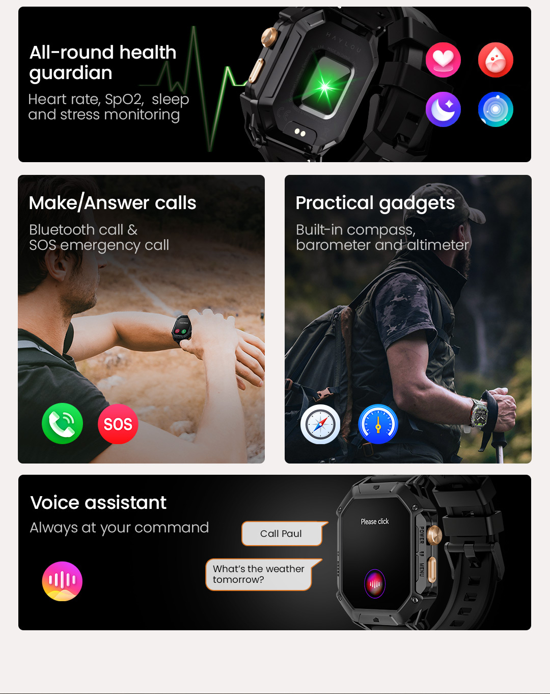 Jual Haylou Iron N1 Smartwatch Layar amoled standard militer baterai ...