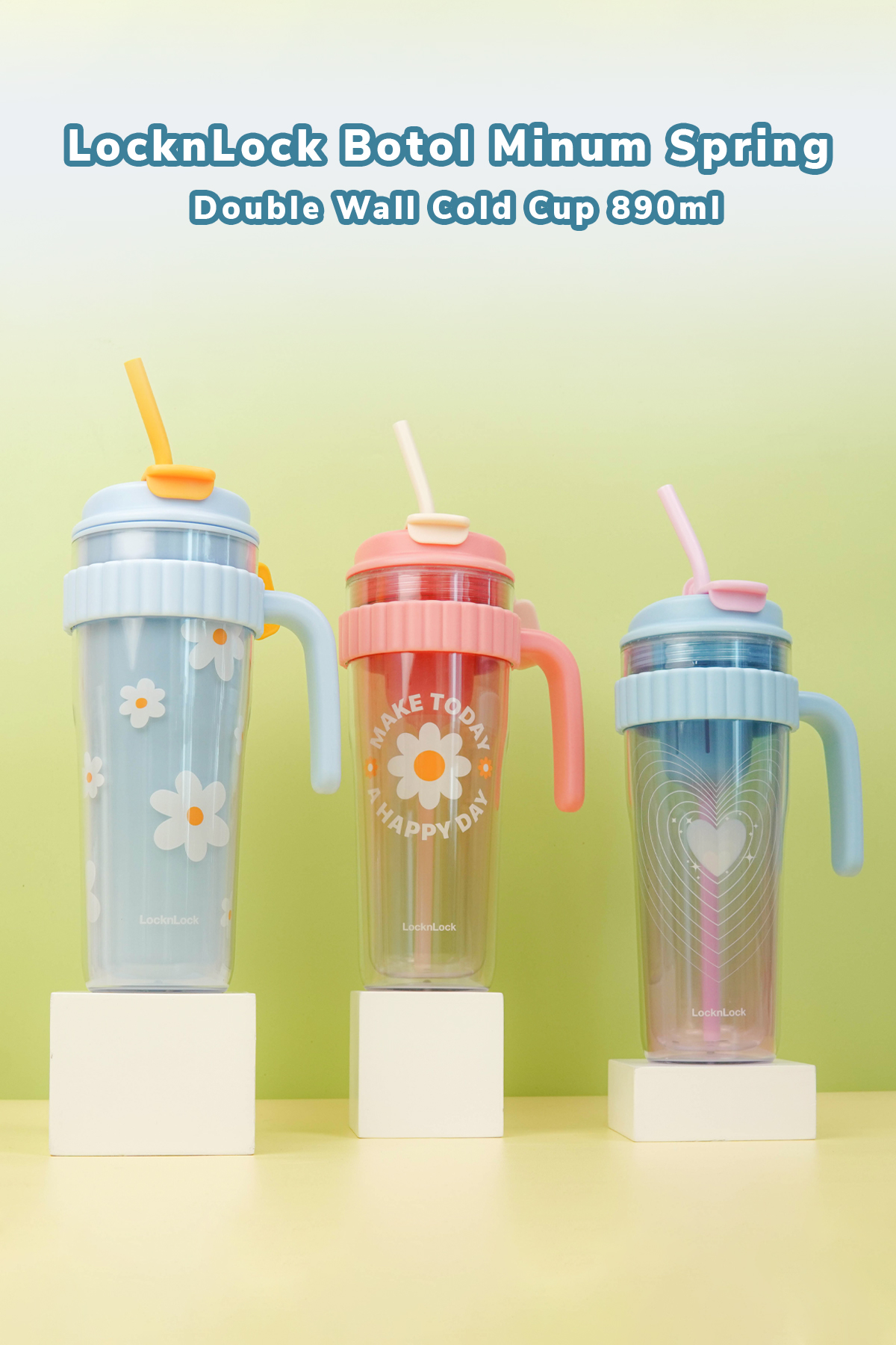 Jual LocknLock Botol Minum Spring Double Wall Cold Cup 890ml - HAP538 ...