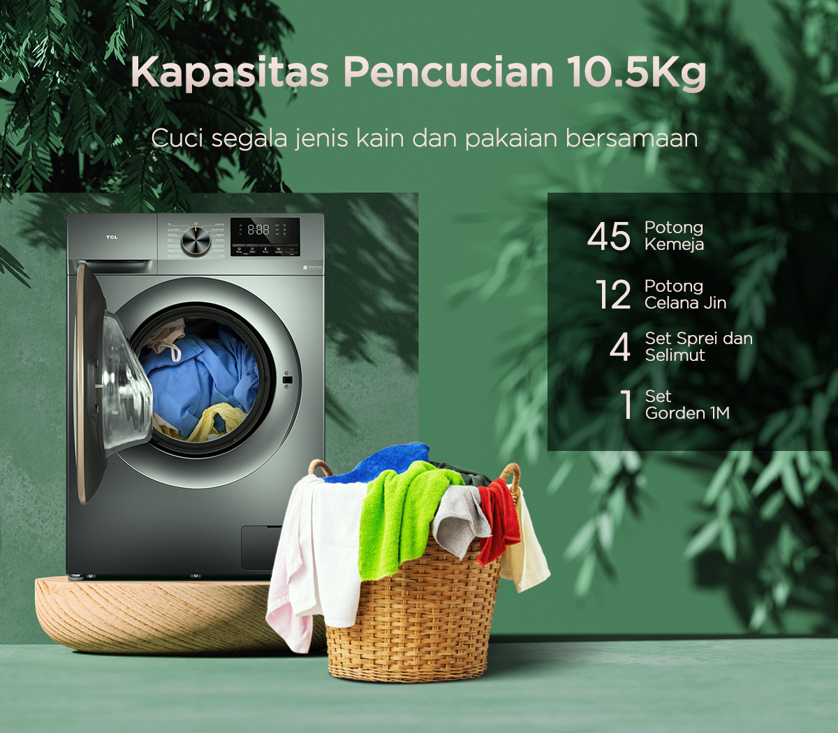 Jual TCL Mesin Cuci Front Loading Washer Dryer 10.5 kg - 100% Kering ...