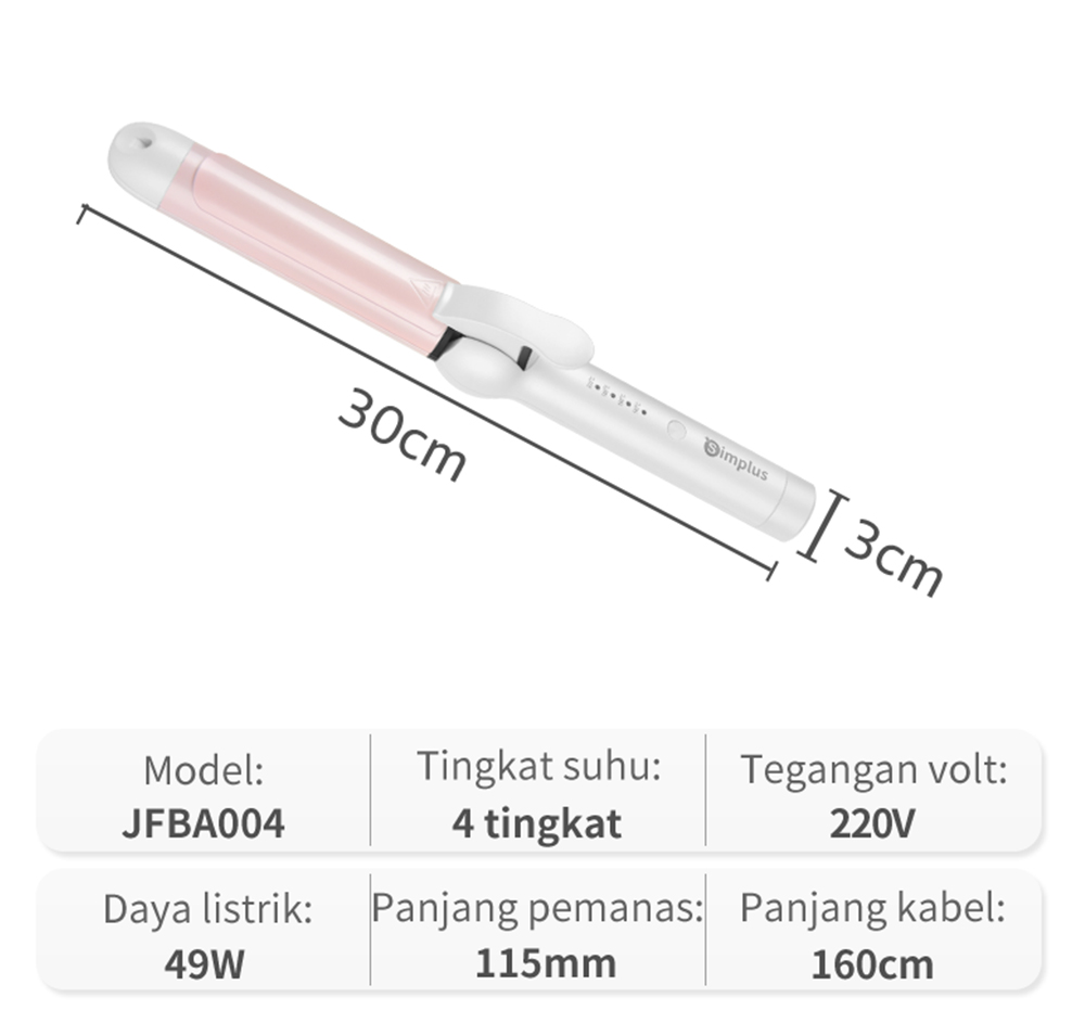 Jual Simplus Catokan Rambut 30mm Pelurus Pengeriting Rambut 2 Fungsi Lurus Bergelombang Tidak ...