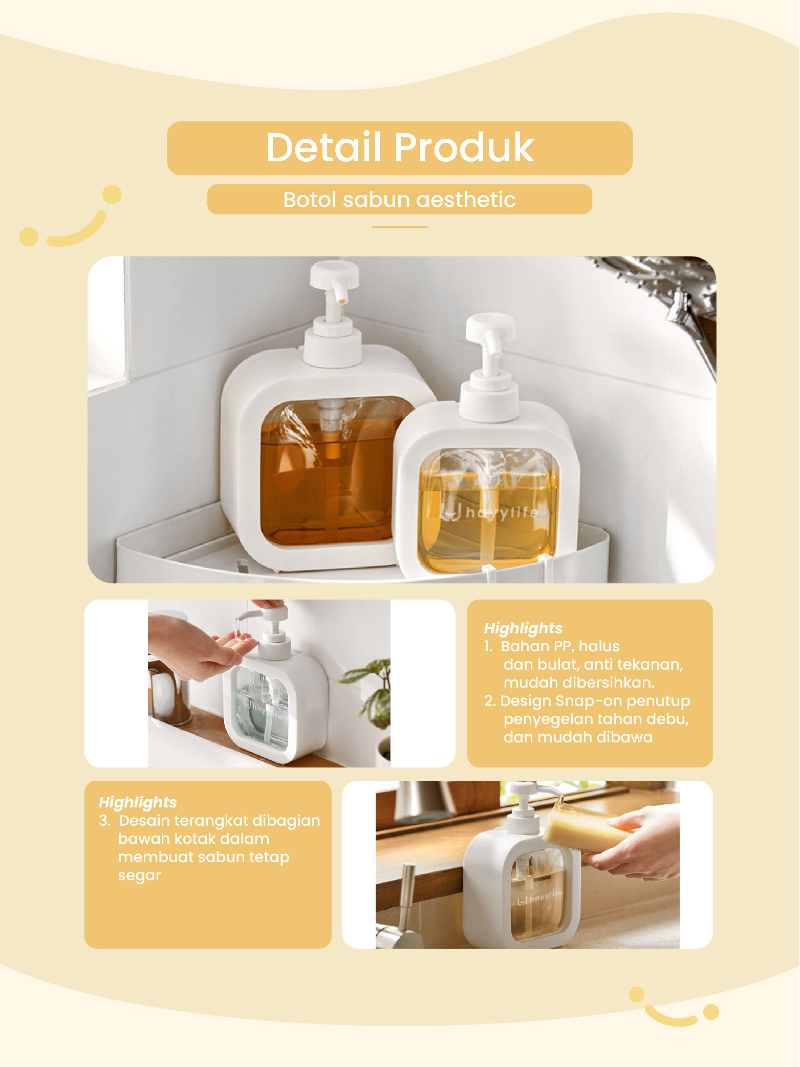 Jual HAYYLIFE Botol Sabun Mandi Plastik 500 ML Perlengkapan Mandi ...