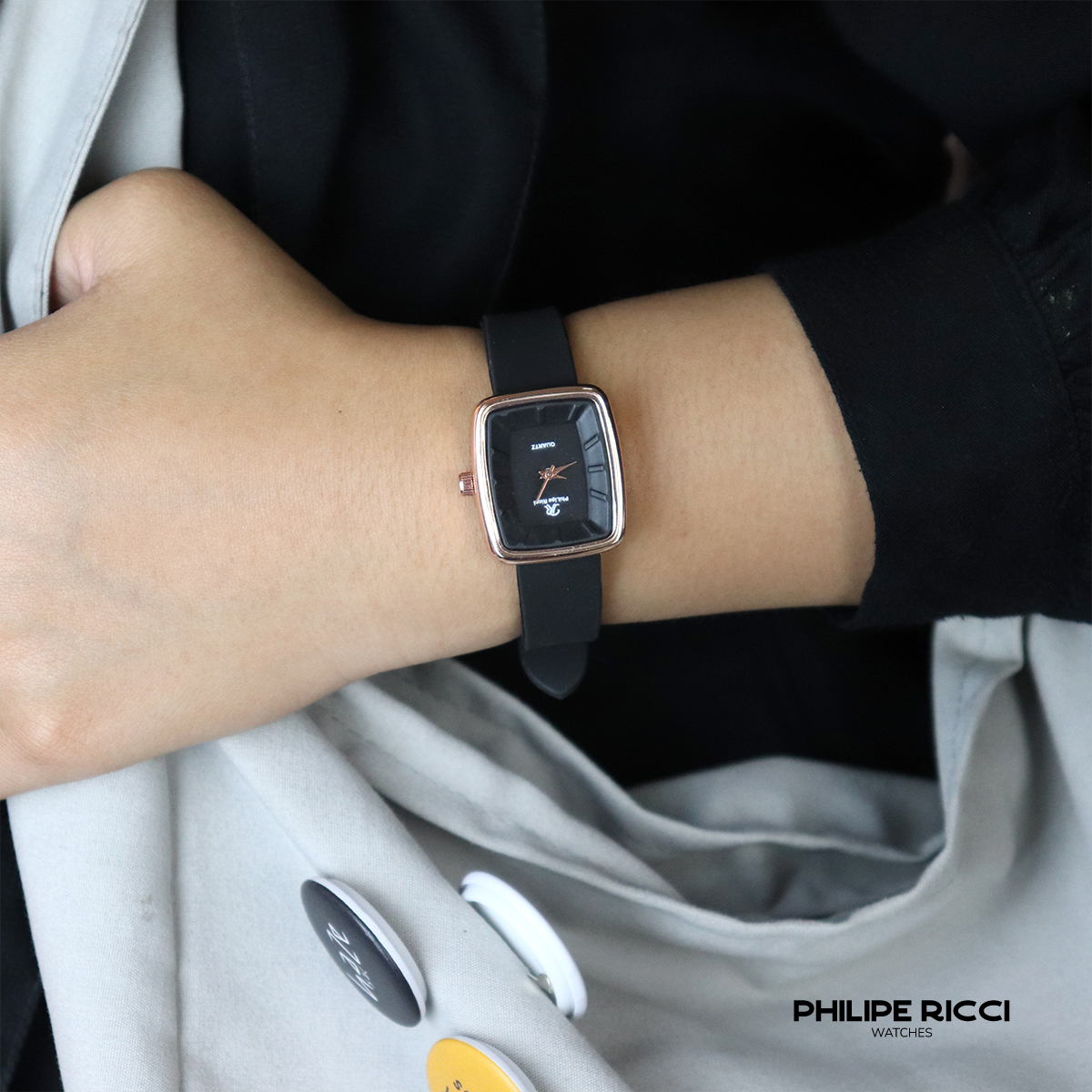 Jual PhiLipe Ricci Jam Tangan Wanita Kecil Cewek Kotak Mini Strap ...