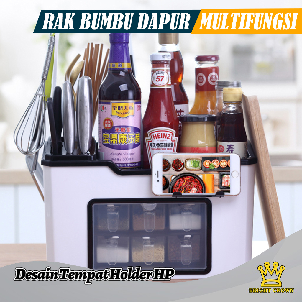 Jual Bright Crown Rak Bumbu Dapur All in 1 6Laci FREE 6Pcs Sendok Bumbu ...
