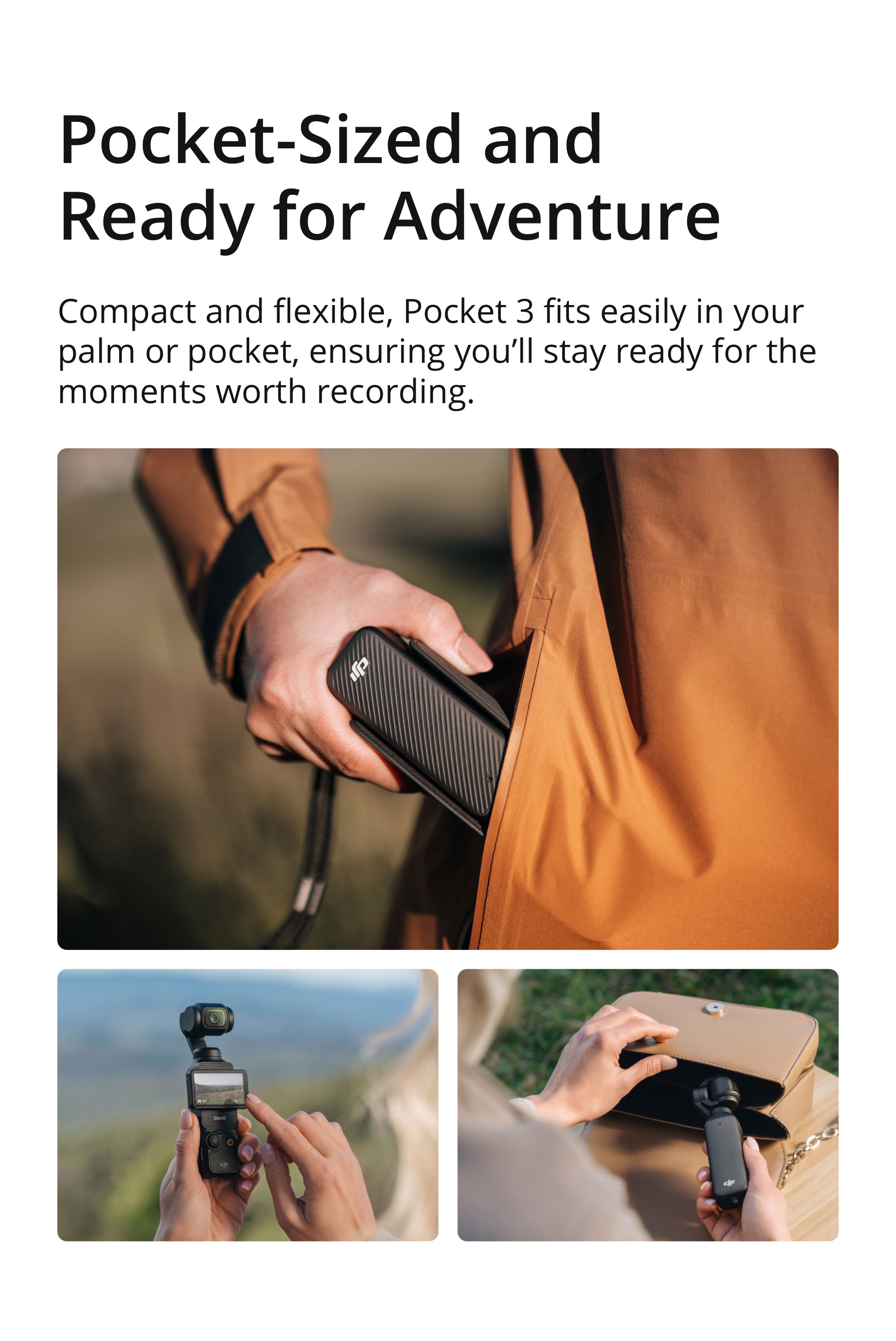 Jual DJI Osmo Pocket 3 - Pocket Gimbal Camera | 1-Inch CMOS & 4K/120fps | 10-Bit D-Log M & HLG ...