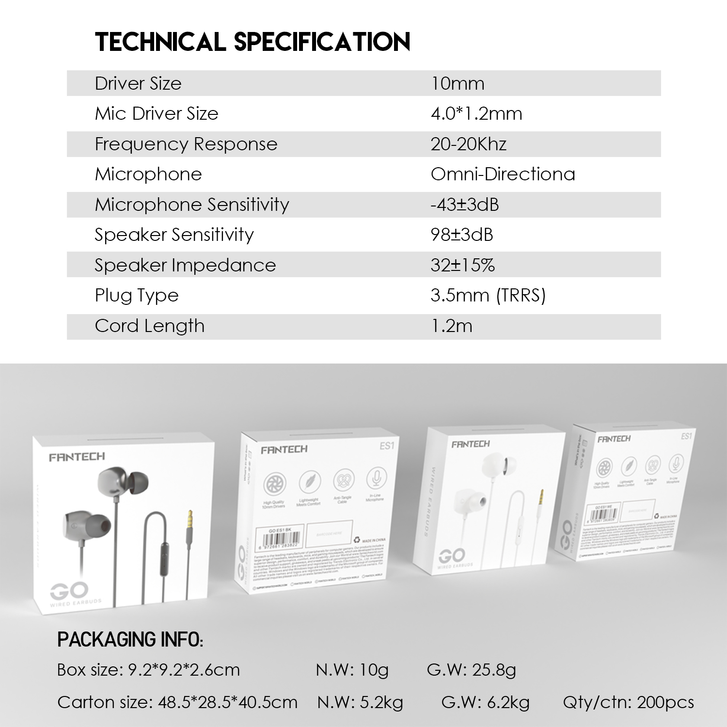 Jual Fantech Earphone Go Wired Earbuds ES1 ES2 ES3 ES4 | Shopee Indonesia