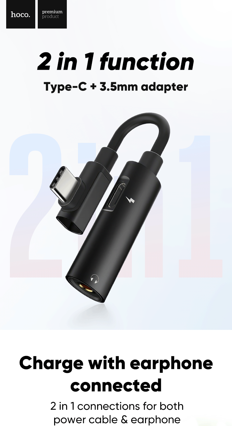 Jual HOCO Type-C to Type-C and 3.5mm Jack Audio Converter Cable Adapter ...