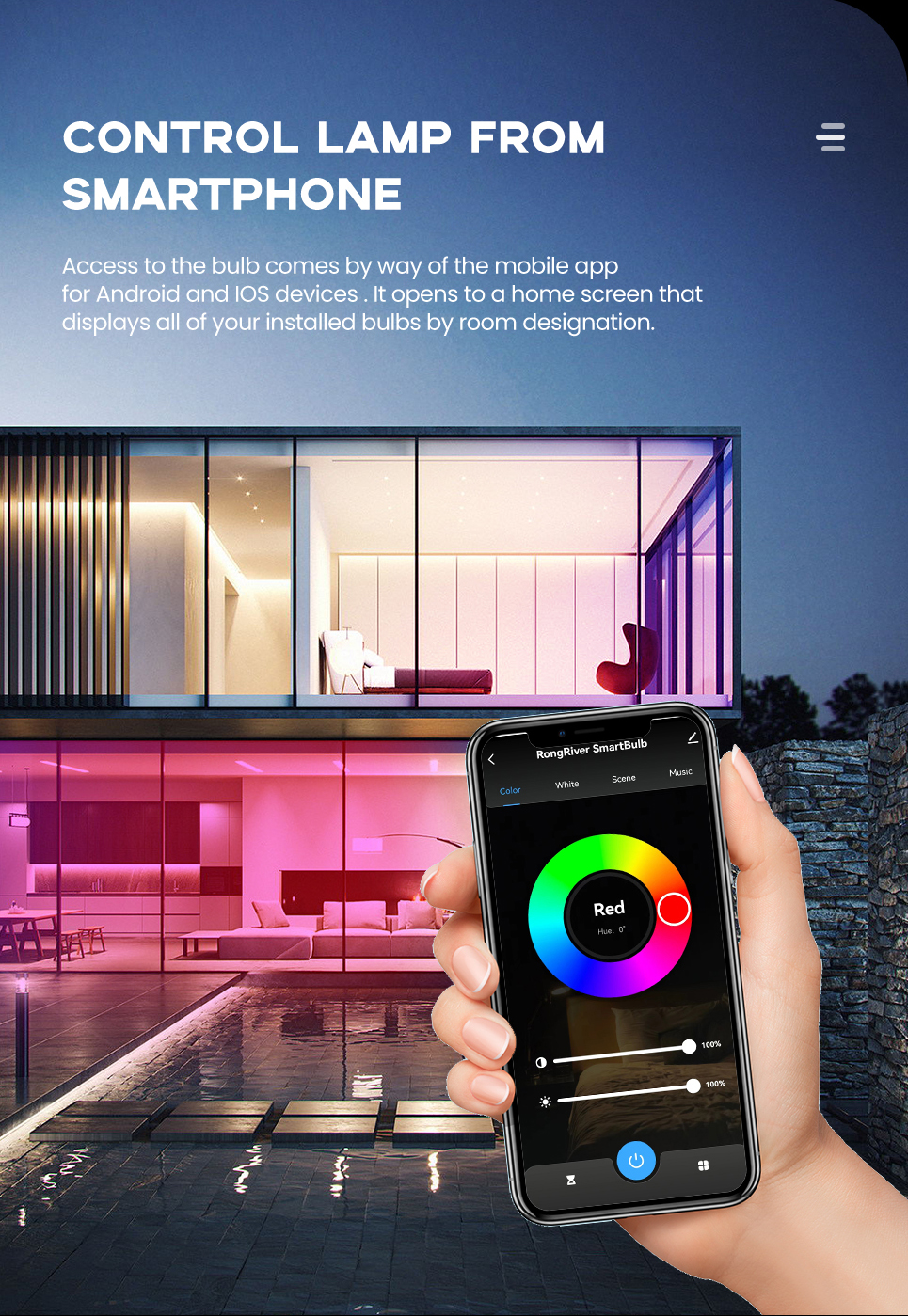 Jual HAN RIVER 10W Lampu Smart LED APP Bohlam RGB | Shopee Indonesia