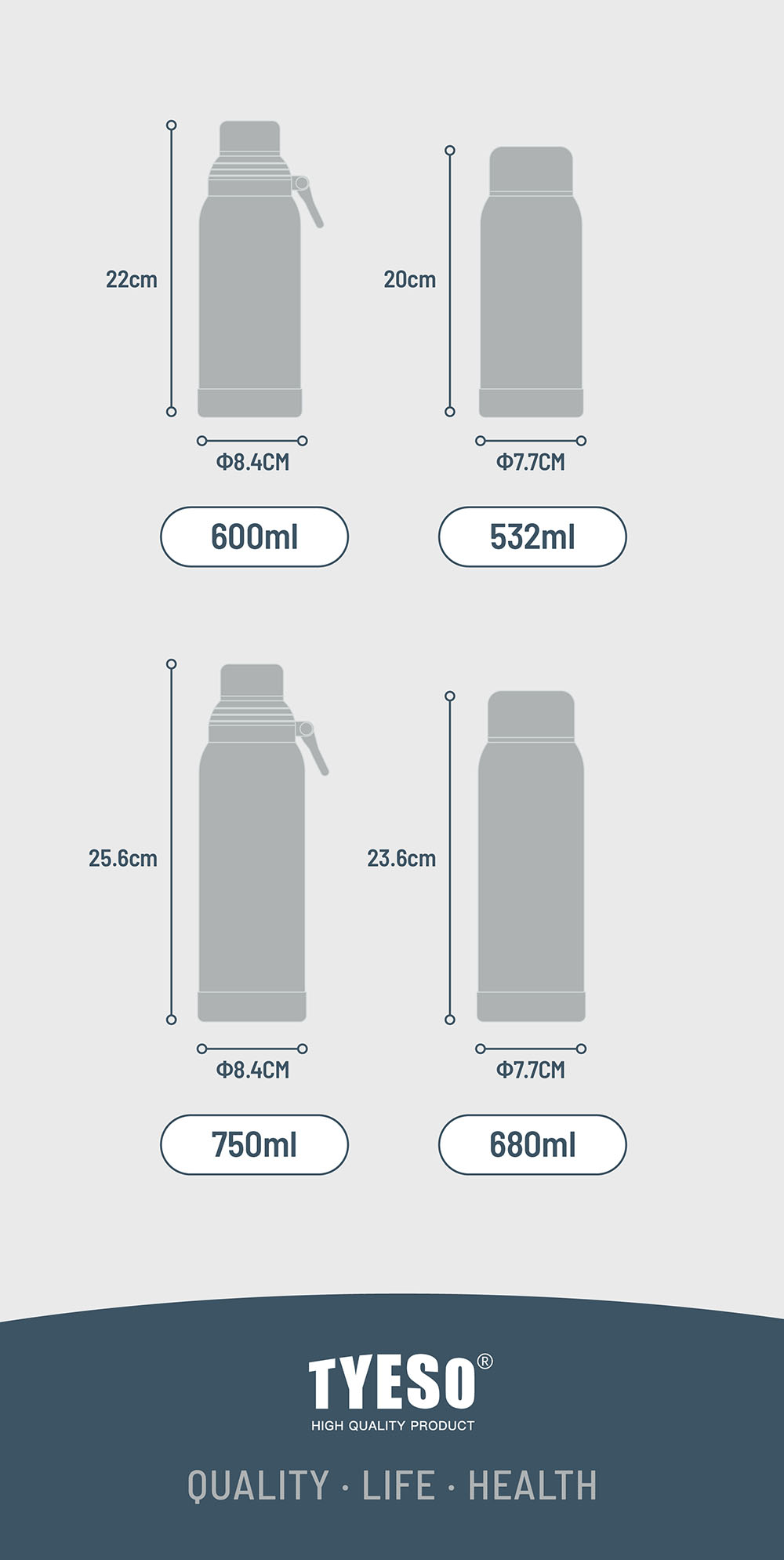 Jual USS x Tyeso Botol Termos Portable Unik 2 Ukuran Dalam 1 Thermos ...