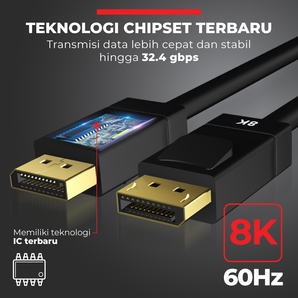 Jual Kabel Display Port Male to Male Laptop Monitor DP 8K 1 Meter PX DP ...