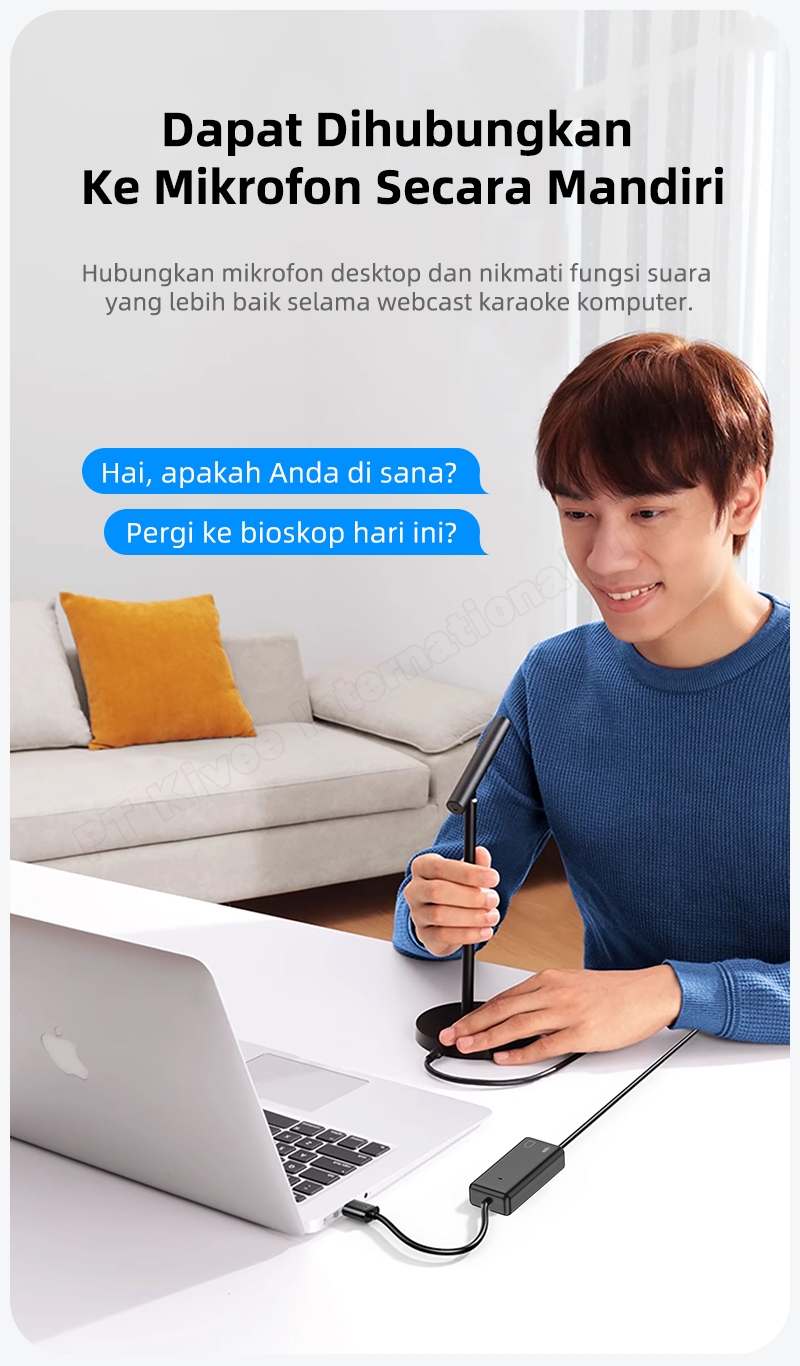 Jual KIVEE Converter microphone Audio Kabel splitter Type C & USB to 3 ...