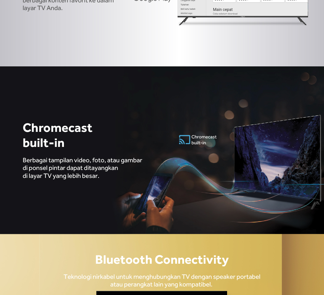 Jual AQUA Elektronik TV 32 inch AQT32K701A - 32 Inch Smart TV Android - HD - Google Play ...