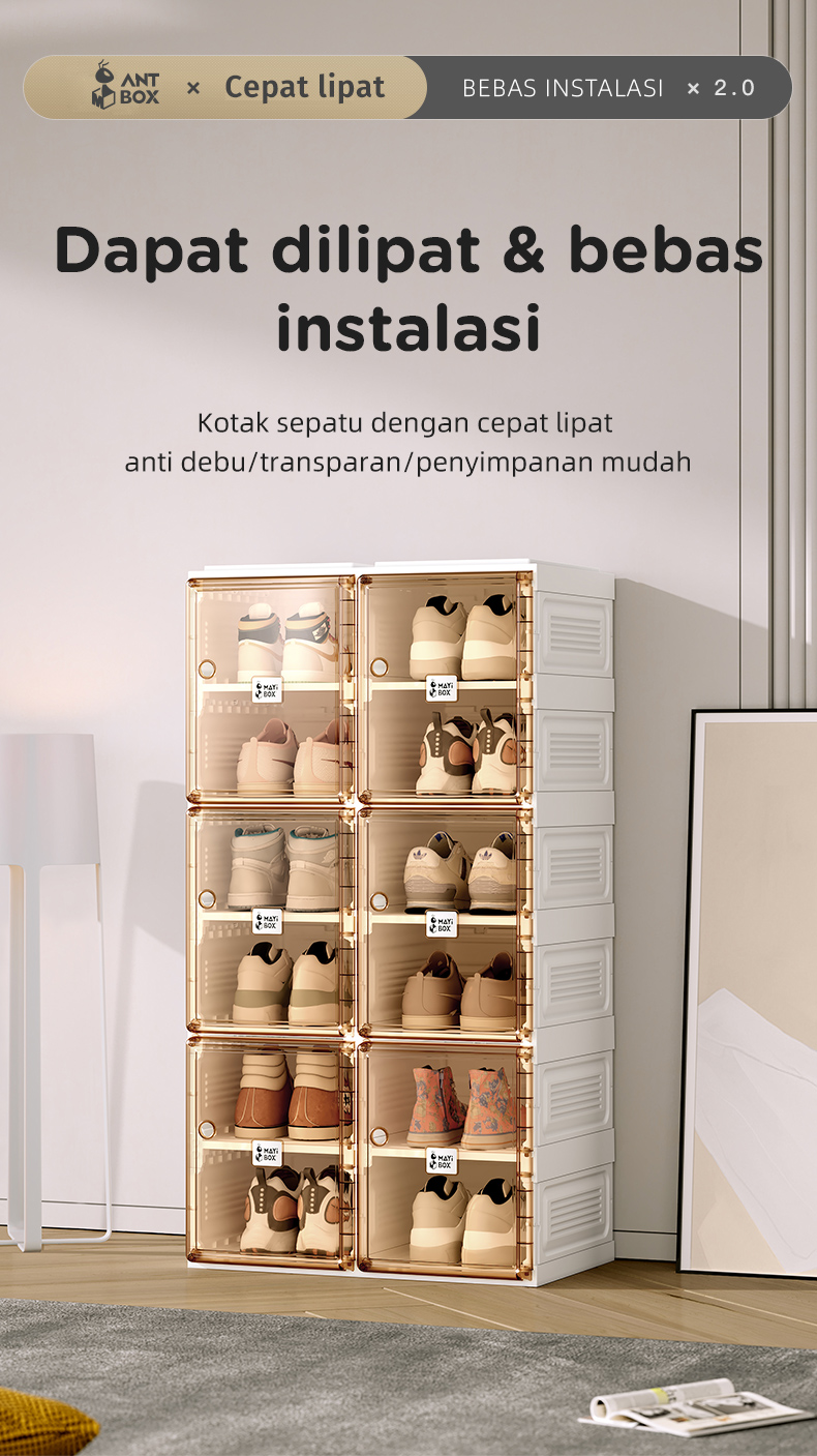 Jual ANTBOX Kotak Sepatu 1 Baris 2 Pasang Sepatu Box Sepatu Tebal Rak ...