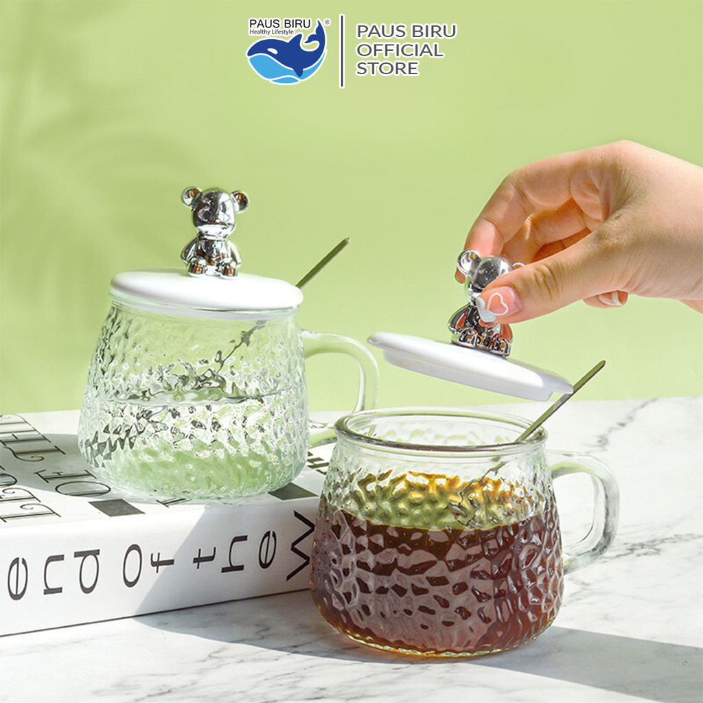Jual Paus Biru - Gelas Kaca Glass Mug Aesthetic 450ml Gelas Minum Kaca ...