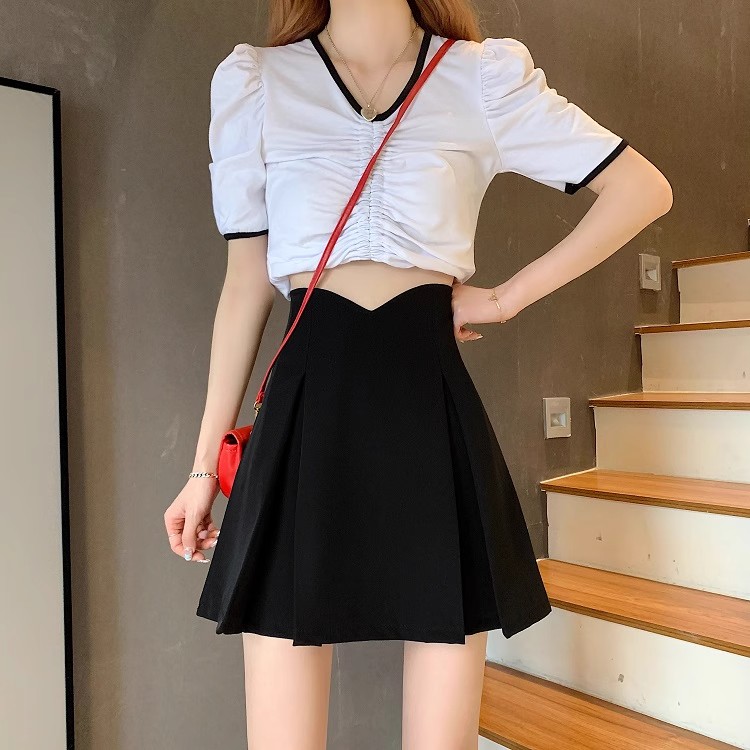 Jual Newlan DQ026 Rok Korean Style Mini Skirt Pendek Rok Hitam Lebar ...