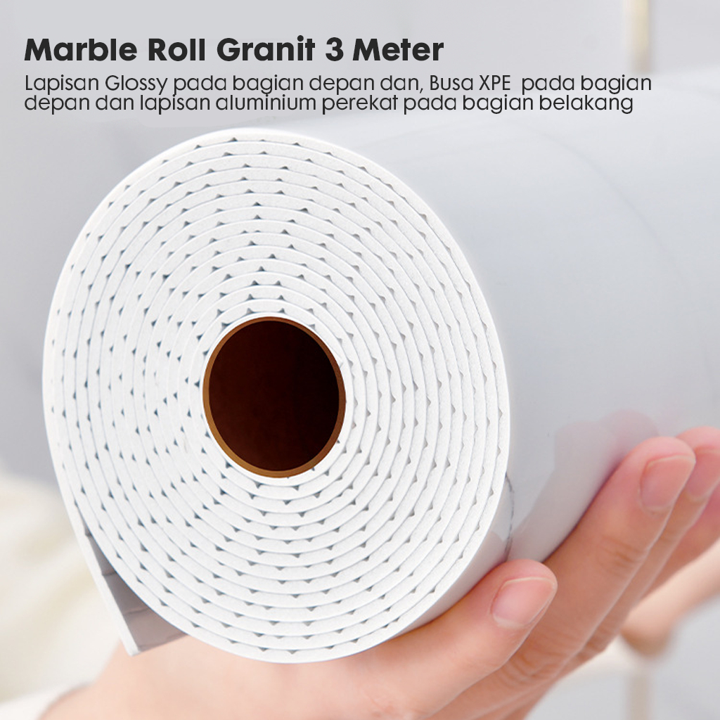 Jual Paus Biru - Wallpaper Dinding Motif Vinyl Marble Foam Roll Sticker ...