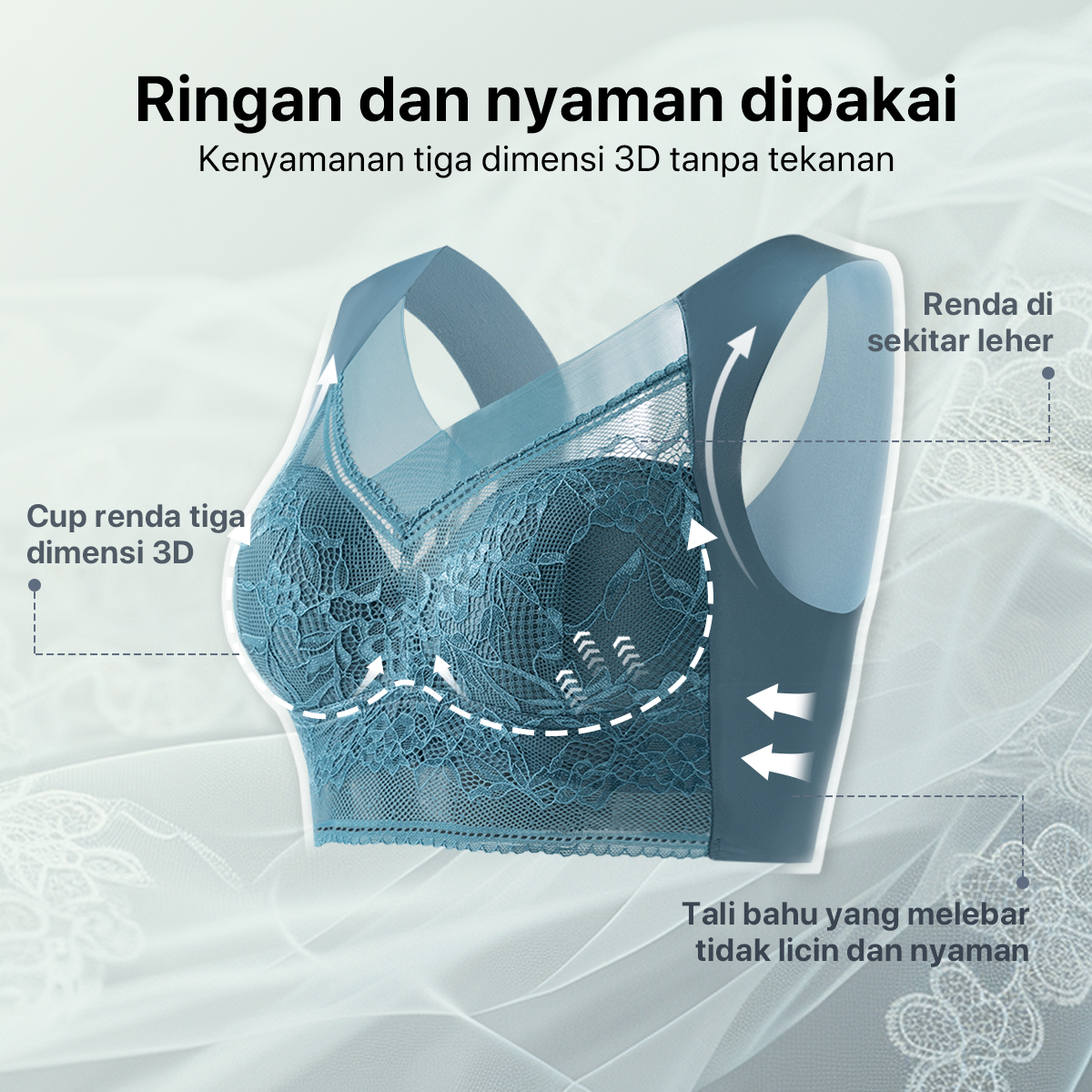 Jual GRENEY-L.W.L-Bra Rompi Bigsize Renda Seamless Bra Wanita Jumbo Cup ...