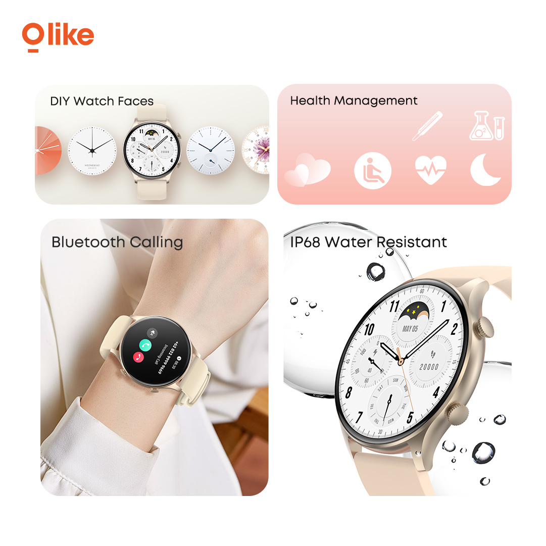 Jual OLIKE Smart watch FW2 HD Screen 1.39 Inch Strap 22mm Bluetooth ...