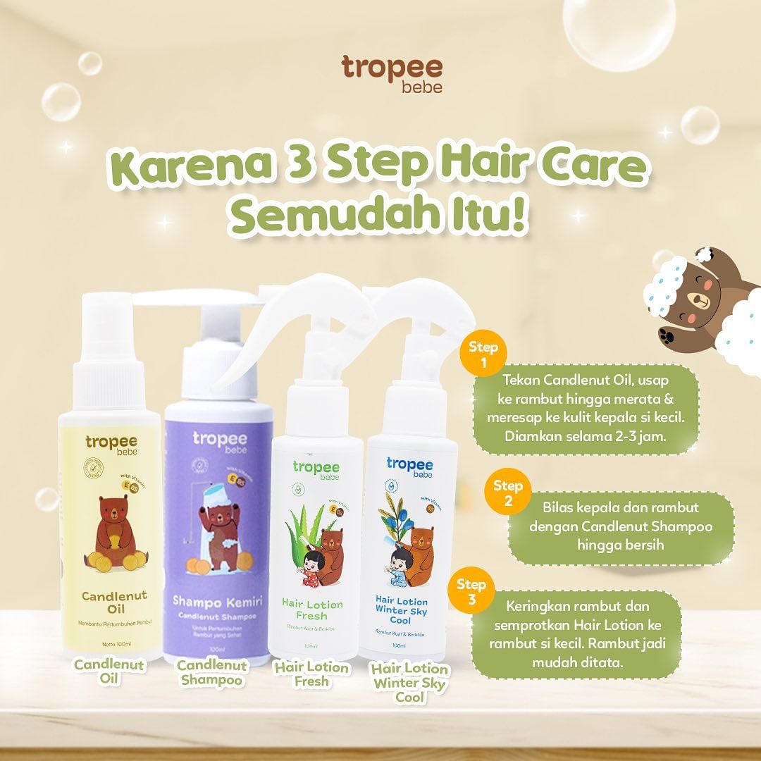 Jual Tropee Bebe Paket Minyak & Shampo Kemiri & Lotion Rambut Fresh ...