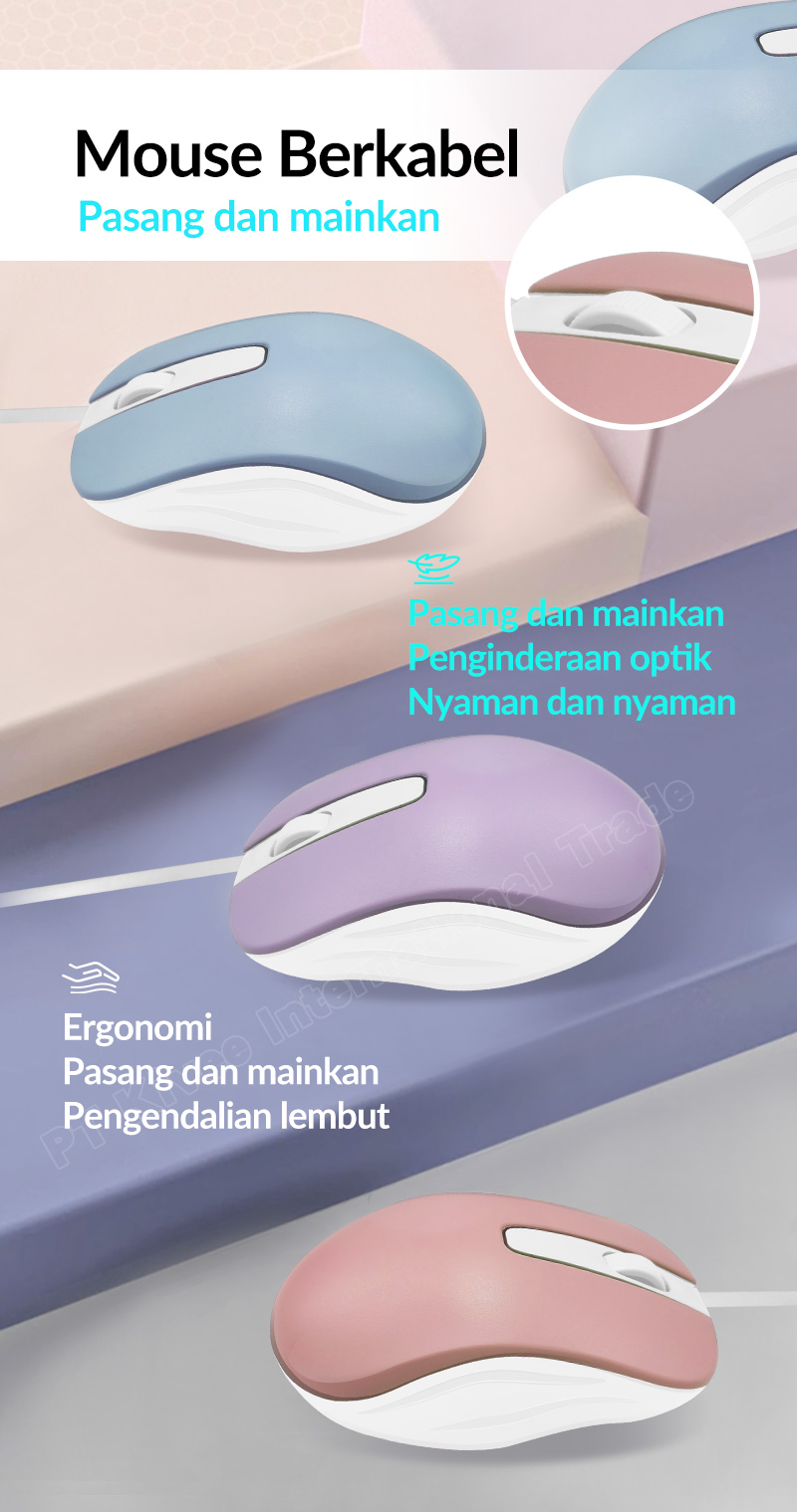 Jual (HOT)BASIKE Mouse Kabel USB Optical Mice Wired Makaron mini untuk ...