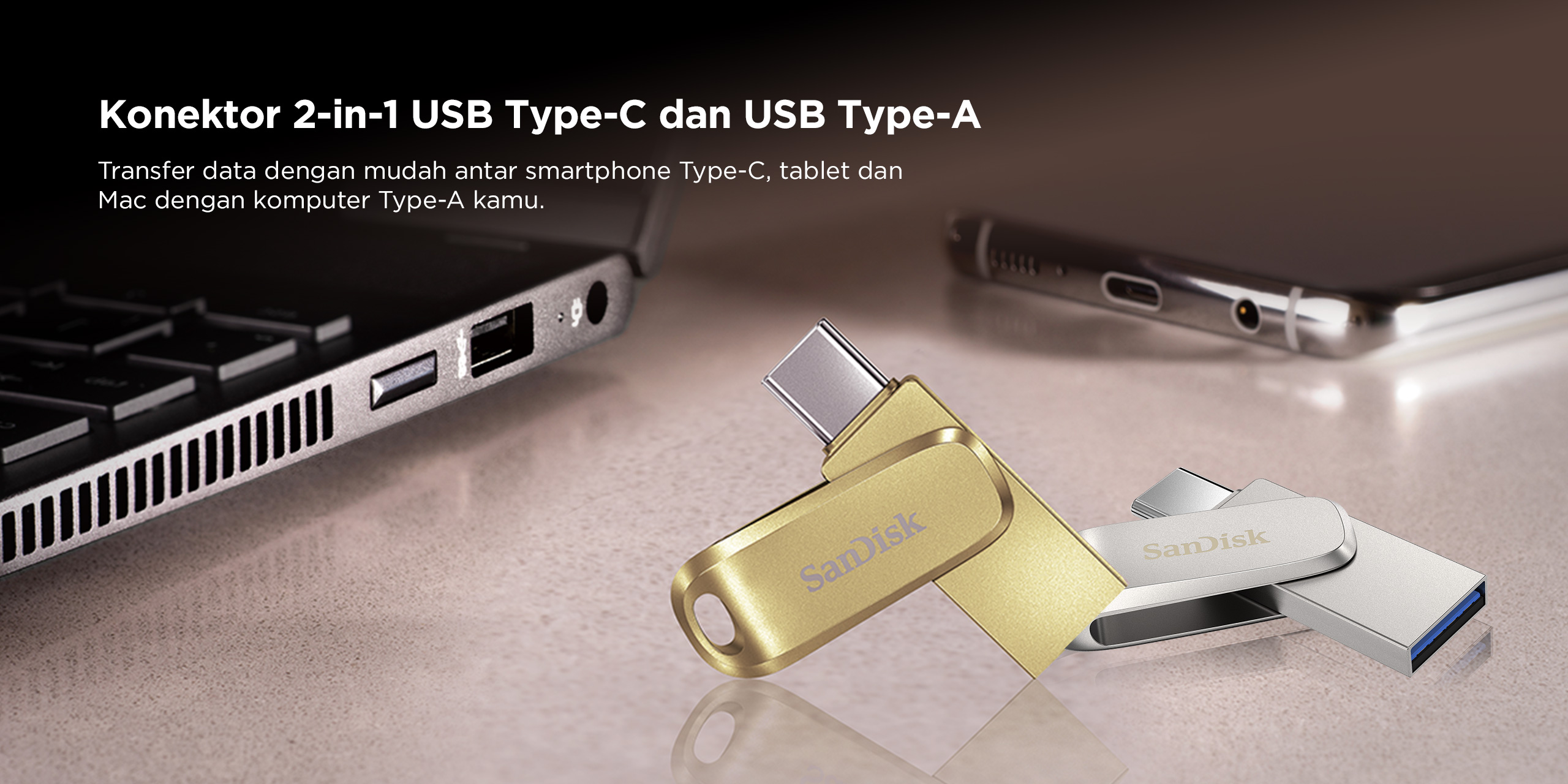 Jual SANDISK Ultra Dual Drive Luxe OTG Type-C 128GB USB 3.2 - Gold ...