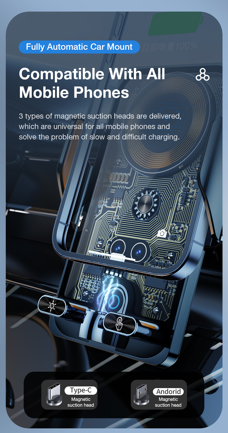 Jual EYD F18 Car Wireless Charger Mobil Holder 66W Super Fast Magnetic ...