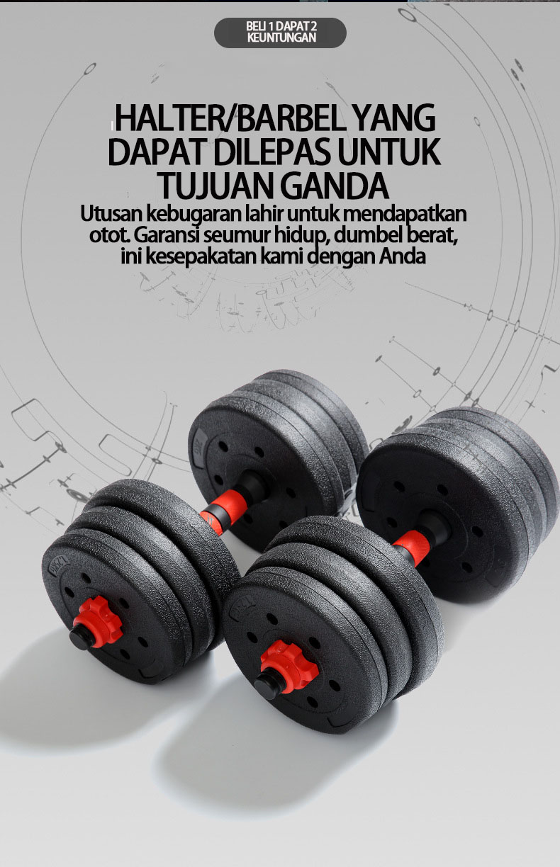 Jual e-Buy Dumbbell Barbell Peralatan Fitness Set 20 Kg Dapat ...