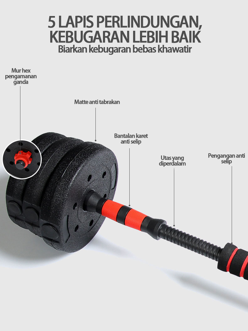 Jual e-Buy Dumbbell Barbell Peralatan Fitness Set 20 Kg Dapat ...