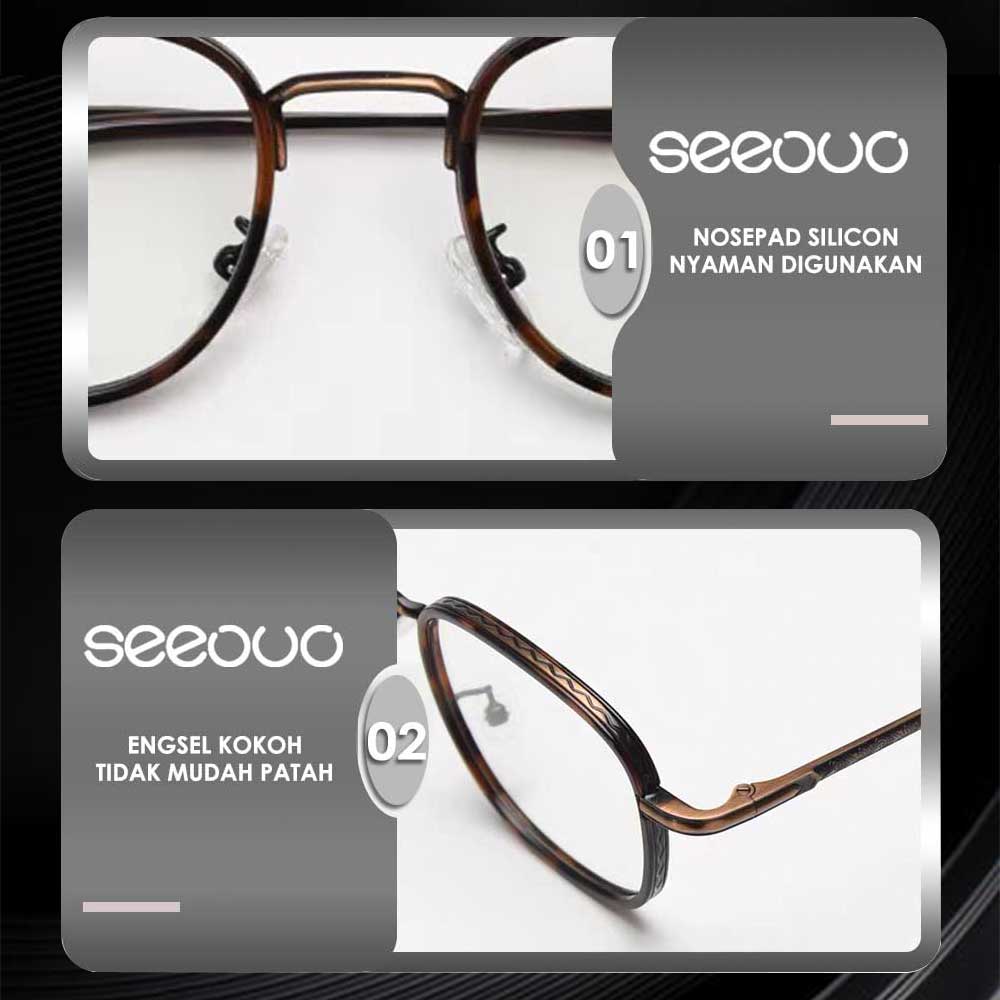 Jual Seeouo Kacamata Antiradiasi Blueray Model Kotak Stylish Vintage Metal Ringan Retro Style ...