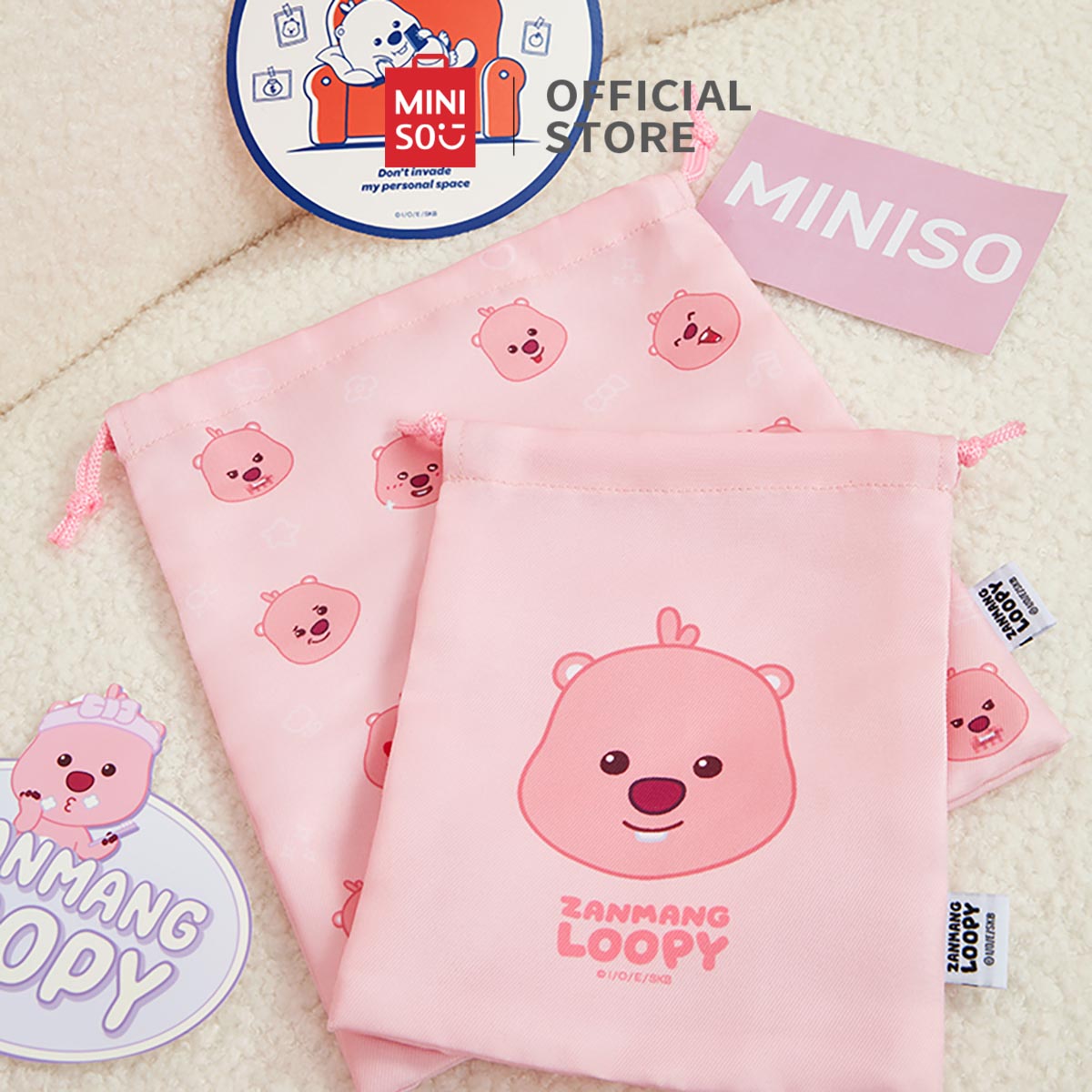 Jual Miniso x ZANMANG Loopy Collection Tas Penyimpanan Travel Bags Drawstring Tas Kemasan ...