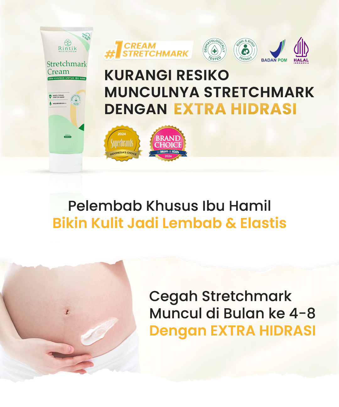 Jual Rintik Stretchmark Cream 200ml - Pelembab Cegah Stretch mark ...