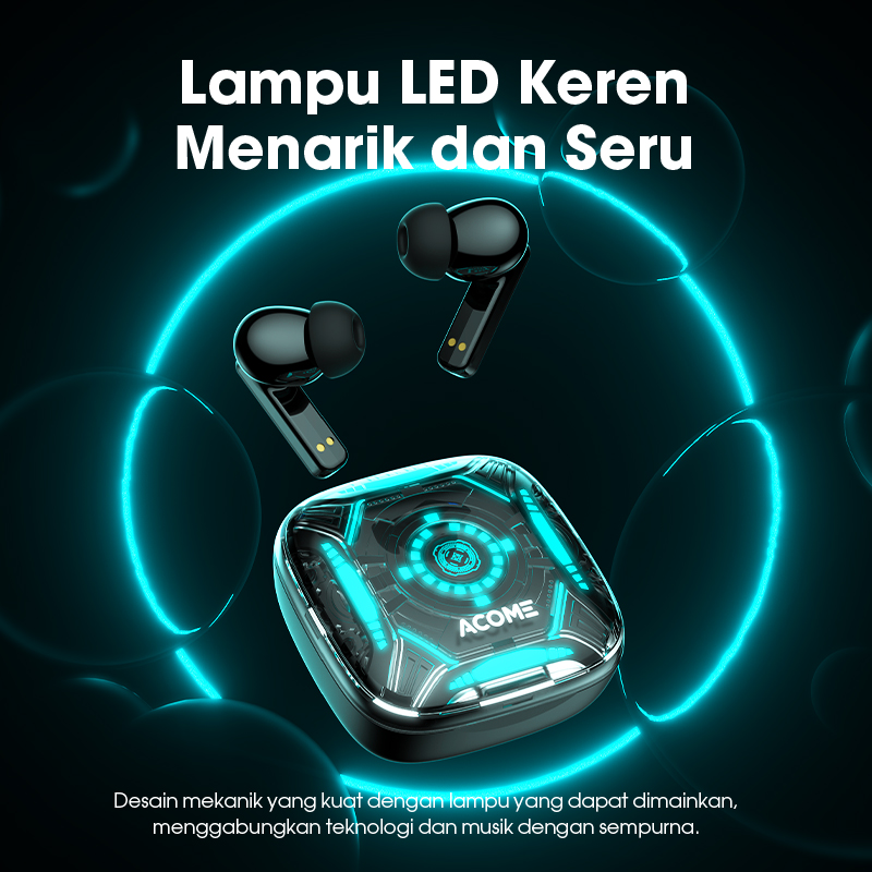 Jual ACOME TWS Inpods AT07 Headset Earphone Bluetooth 5.4 RGB Support ...