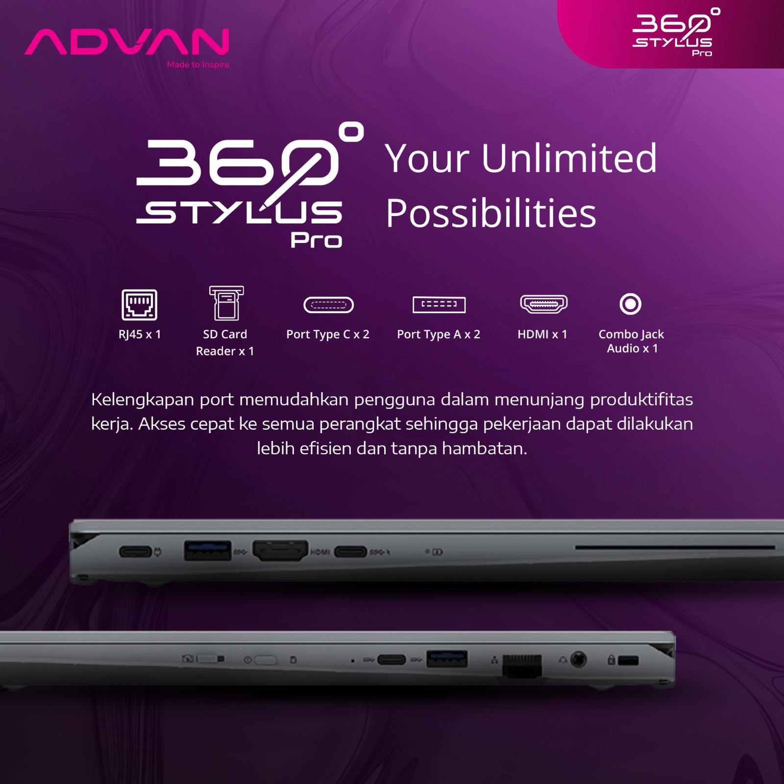 Jual ADVAN Laptop 360 Stylush Pro Laptop 2 IN 1 Touchscreen Intel Core ...