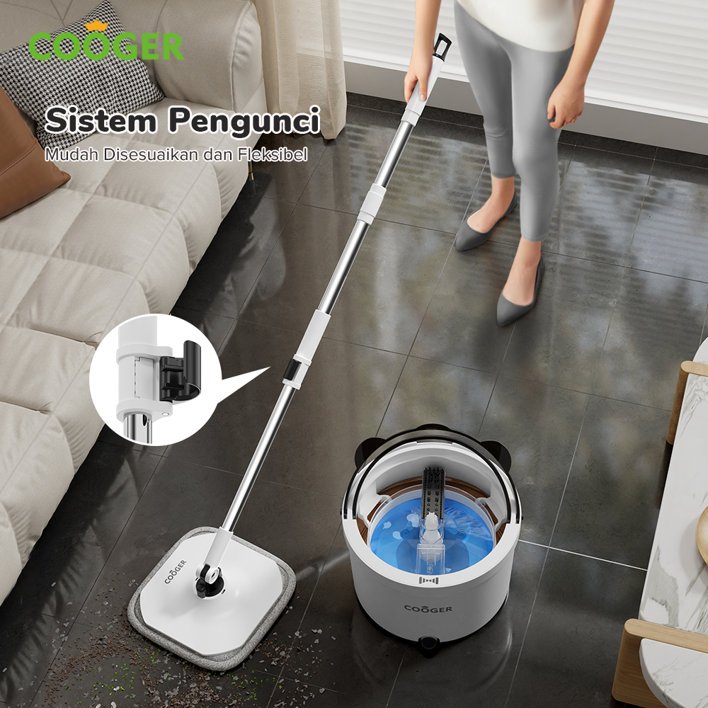 Jual COOGER Alat Pel Single Spin Mop Panda Bucket Spin Mop Alat Pel ...