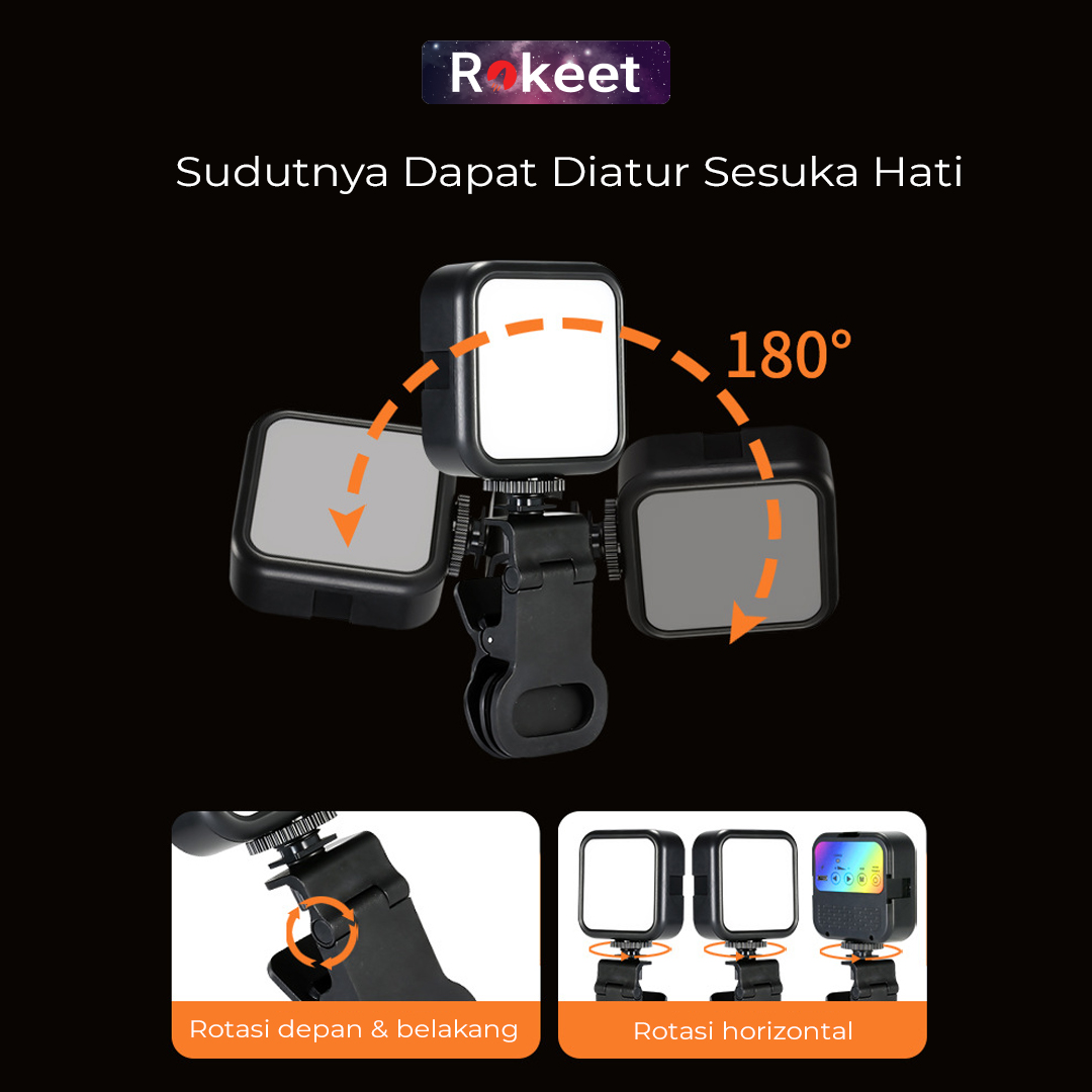 Jual Rokeet Lampu Selfie Portable Clip Fill Light LED Lampu Live ...