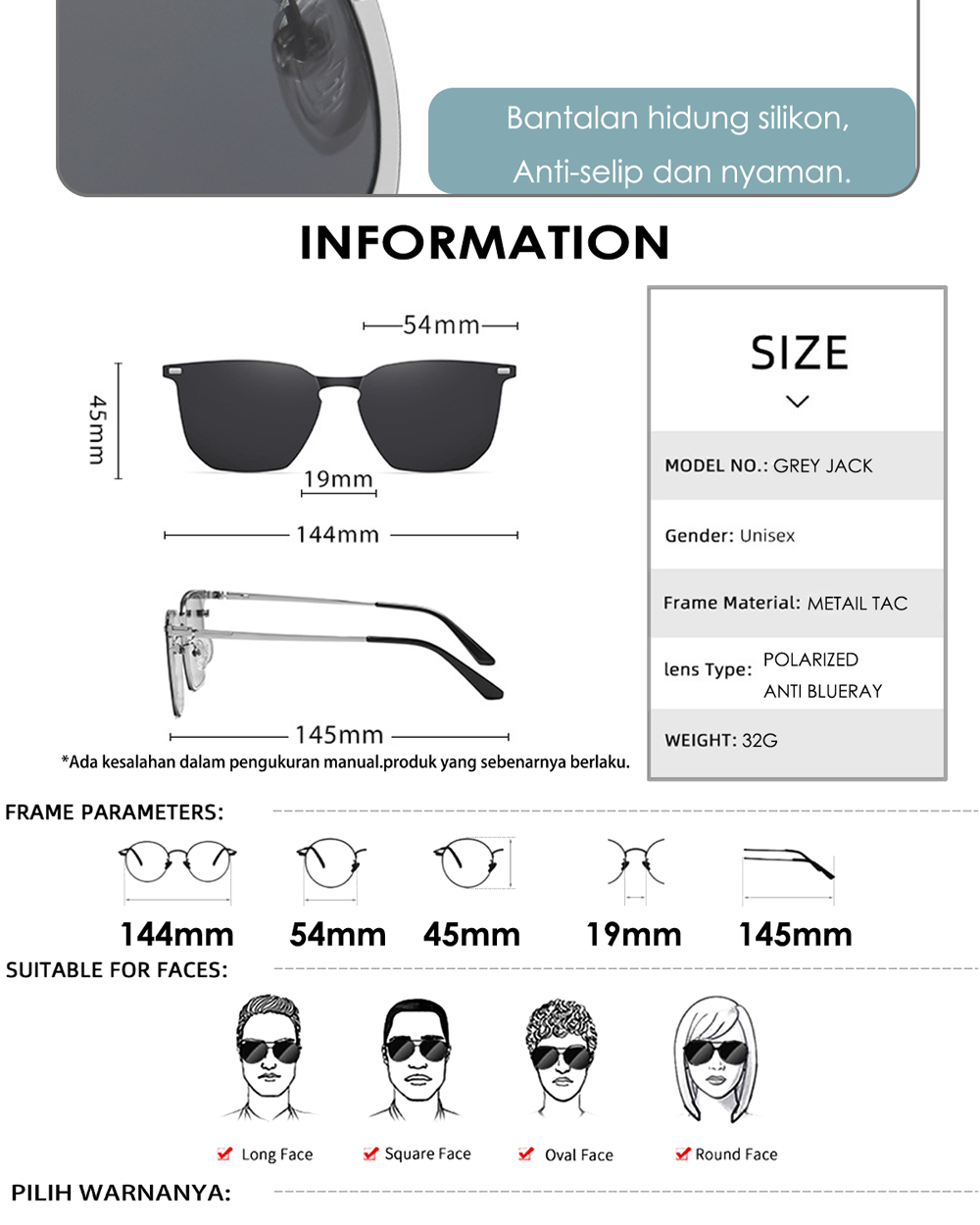 Jual Grey Jack Kacamata Blueray Clip On 2in1 Polarized Bahan Metal Kotak Unik Pria Wanita Bisa ...