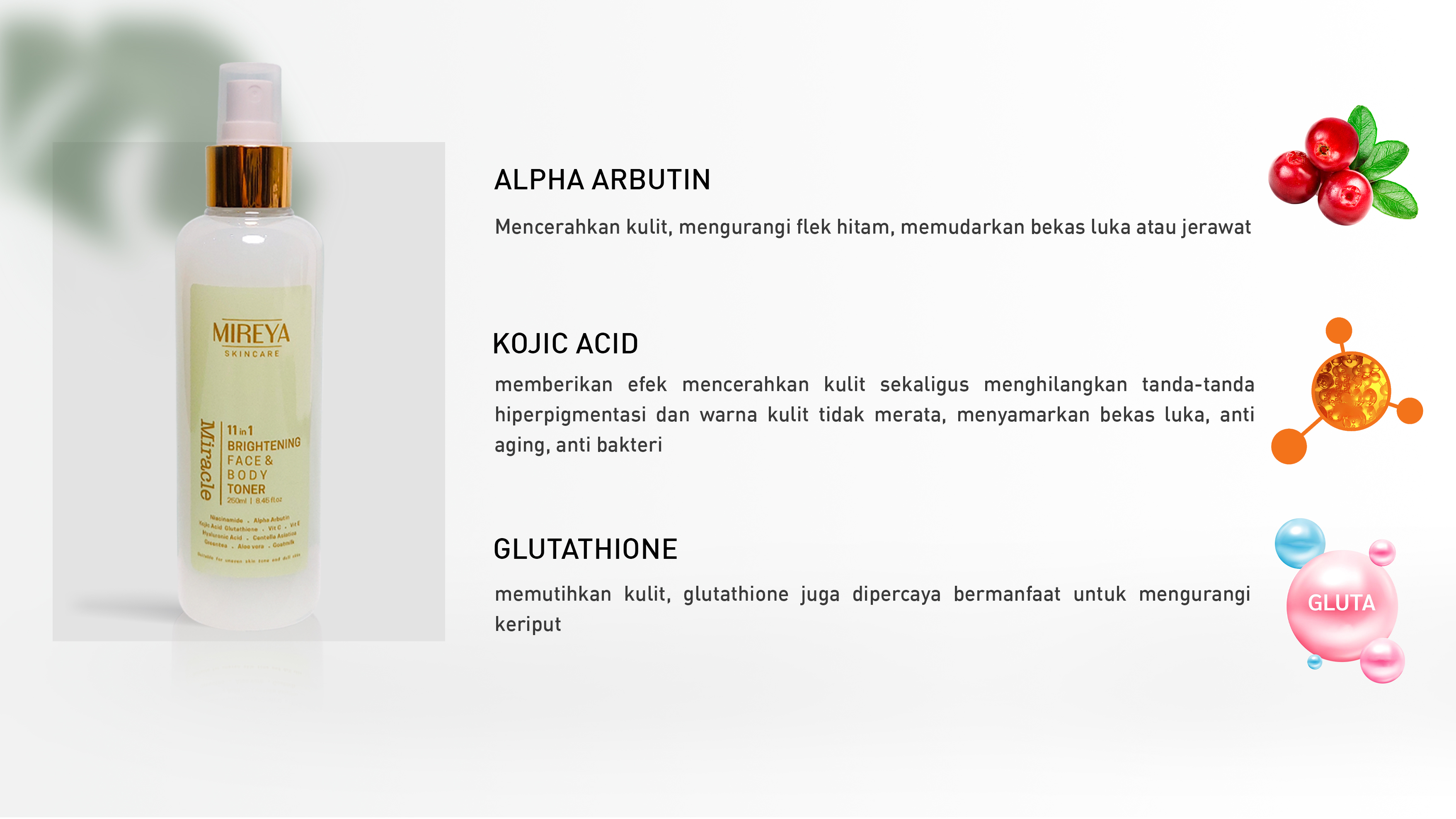 Jual Mireya 11 in 1 Miracle Brightening Face & Body Toner 250ml – Toner ...