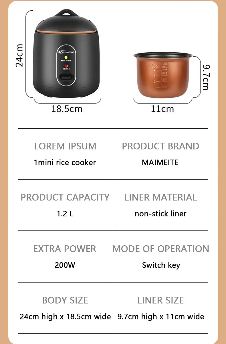 Jual MAIMEITE Rice Cooker Mini/Panci anti lengket penanak nasi/Penanak ...