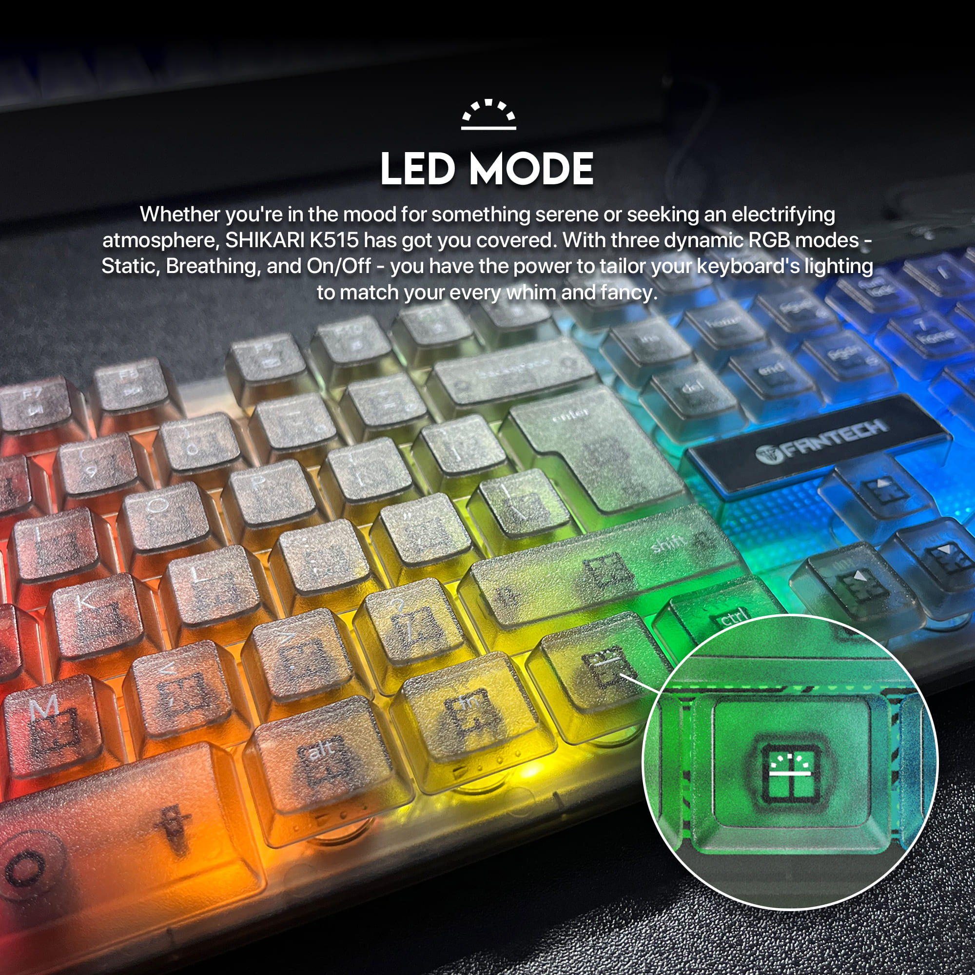 Jual Fantech SHIKARI K515 Keycaps Transparan Keyboard Gaming RGB Membrane | Shopee Indonesia