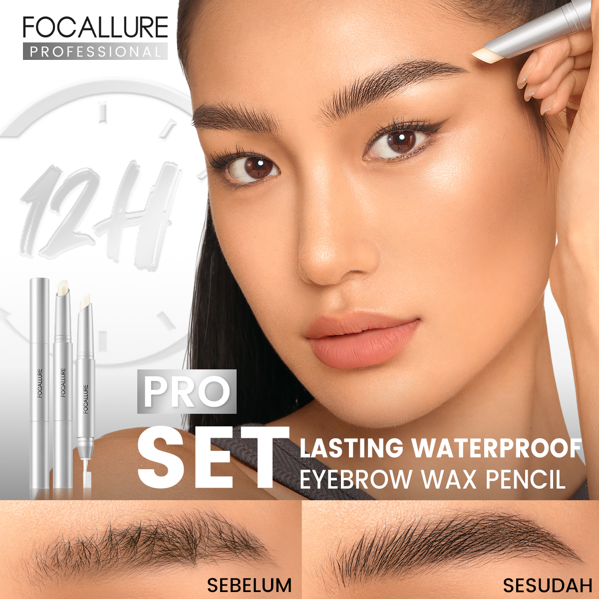 Jual FOCALLURE Setting Eyebrow Wax Browcara Lasting 2-in-1 Built-in ...