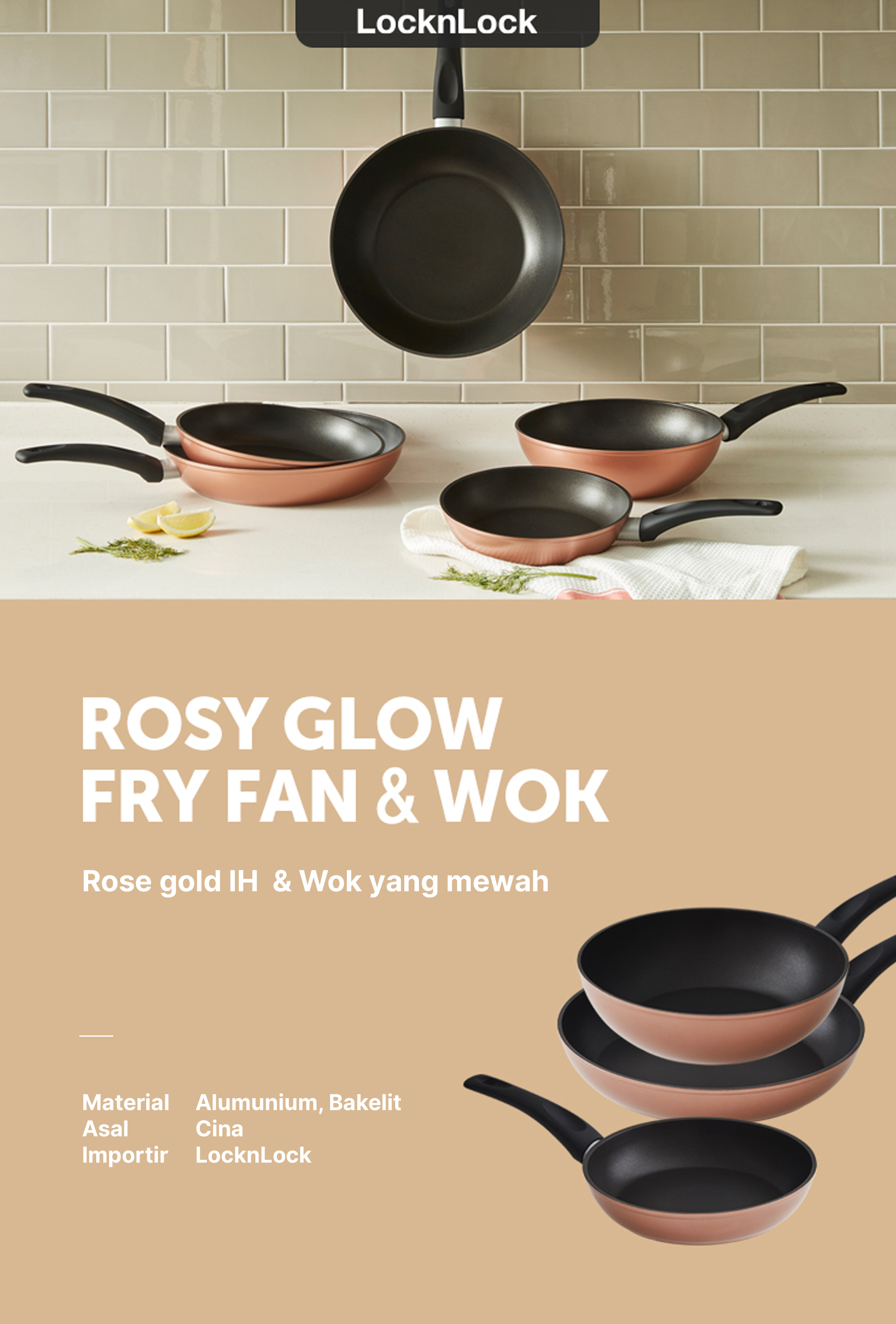 Jual LocknLock - Wajan Induksi Rosy Glow IH | Shopee Indonesia