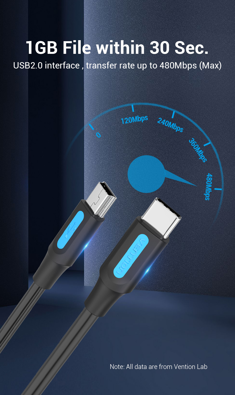 Jual Vention Kabel Usb Type C to Mini Usb 5pin | Shopee Indonesia