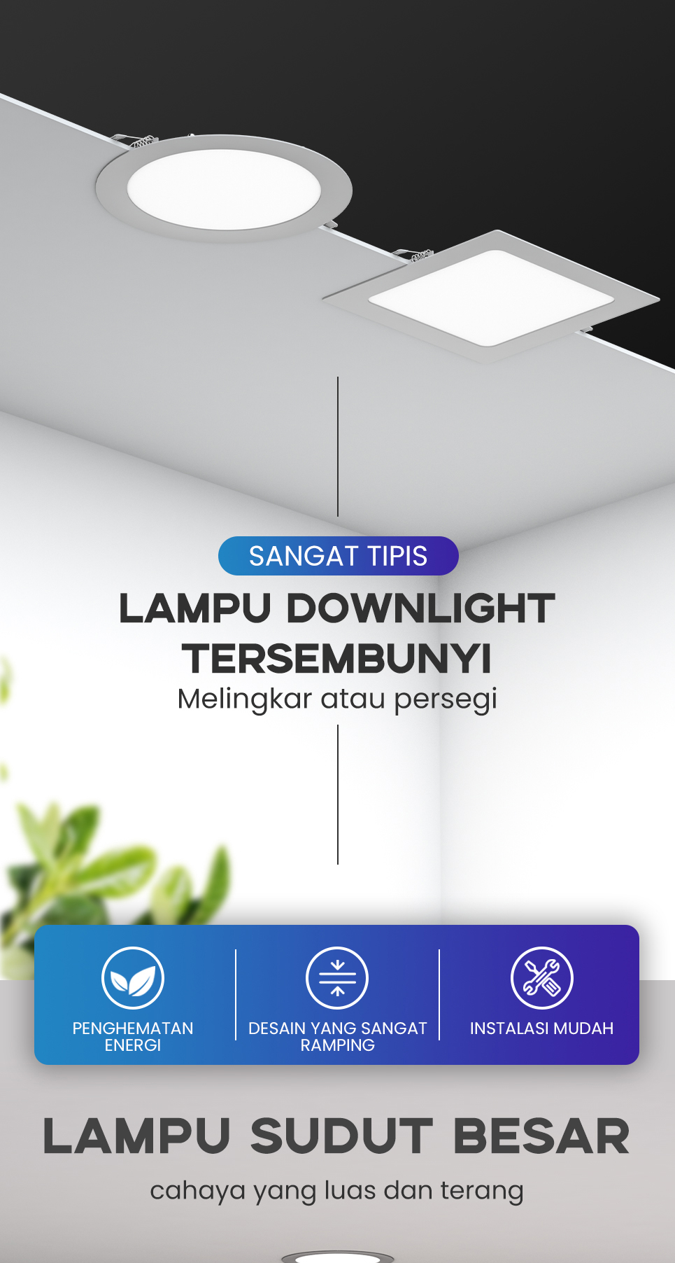 Jual RONG RIVER 220V Inbow Downlight 12W 9W 6W 3W Lampu Plafon LED Lampu Kamar Dalam Ruangan ...