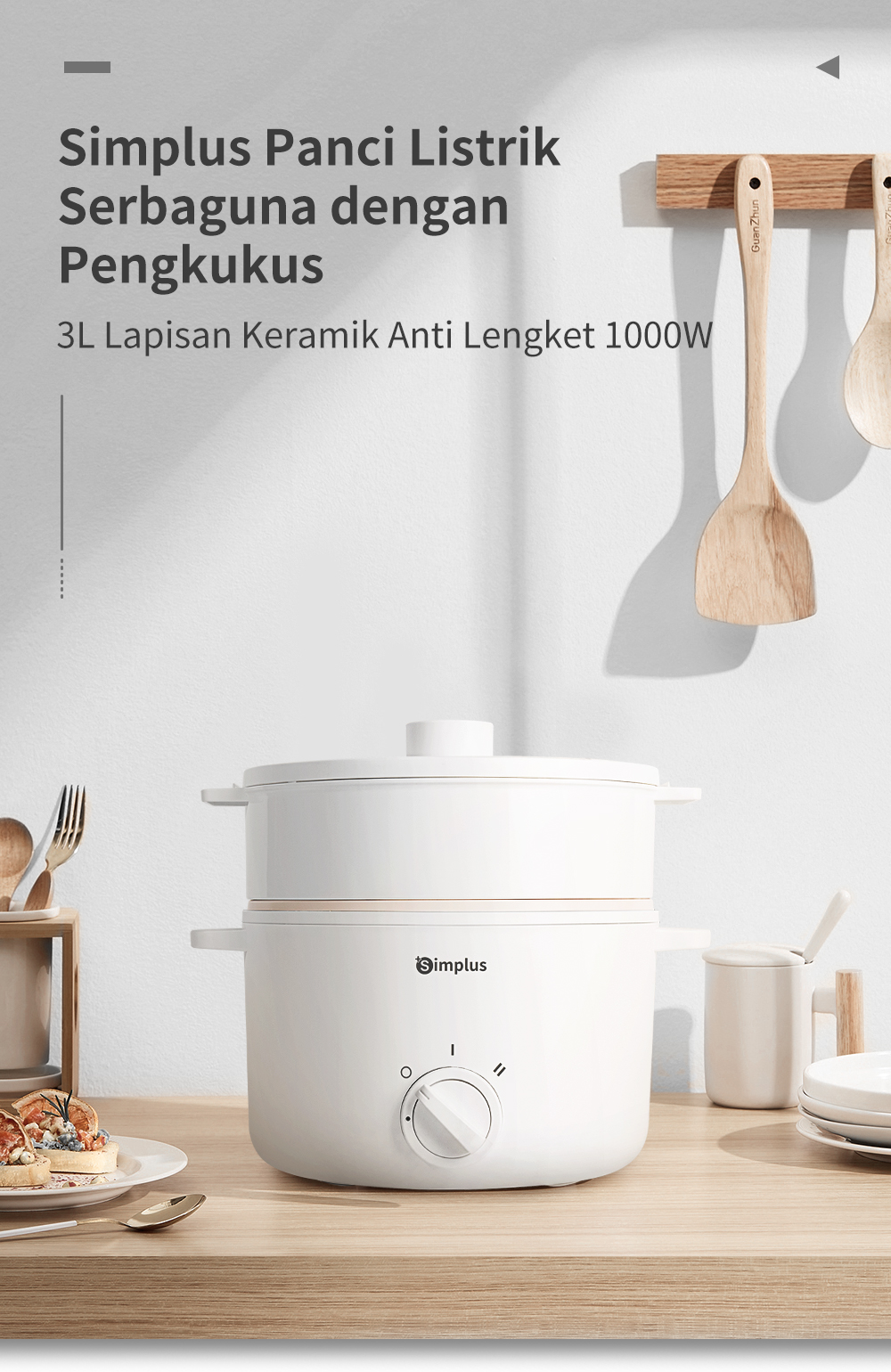 Jual Simplus Panci Listrik Multifungsi 3L Lapisan Keramik Anti Lengket ...