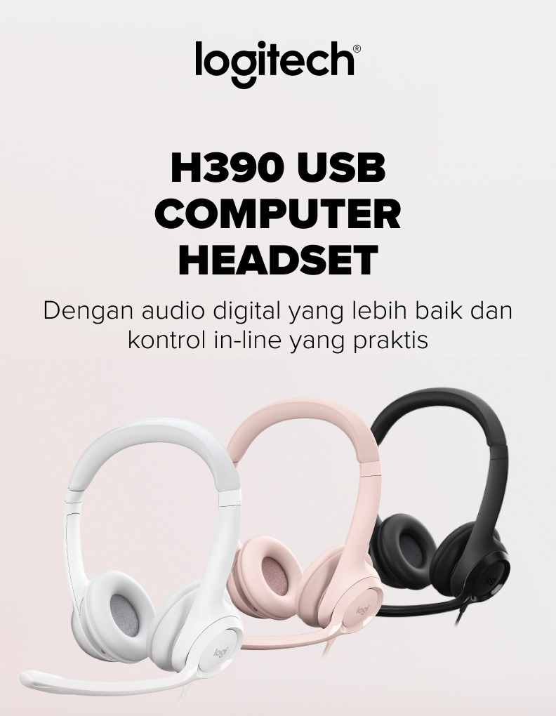 Jual Logitech H390 Headset Stereo USB dengan Mikrofon Noise-Cancelling ...