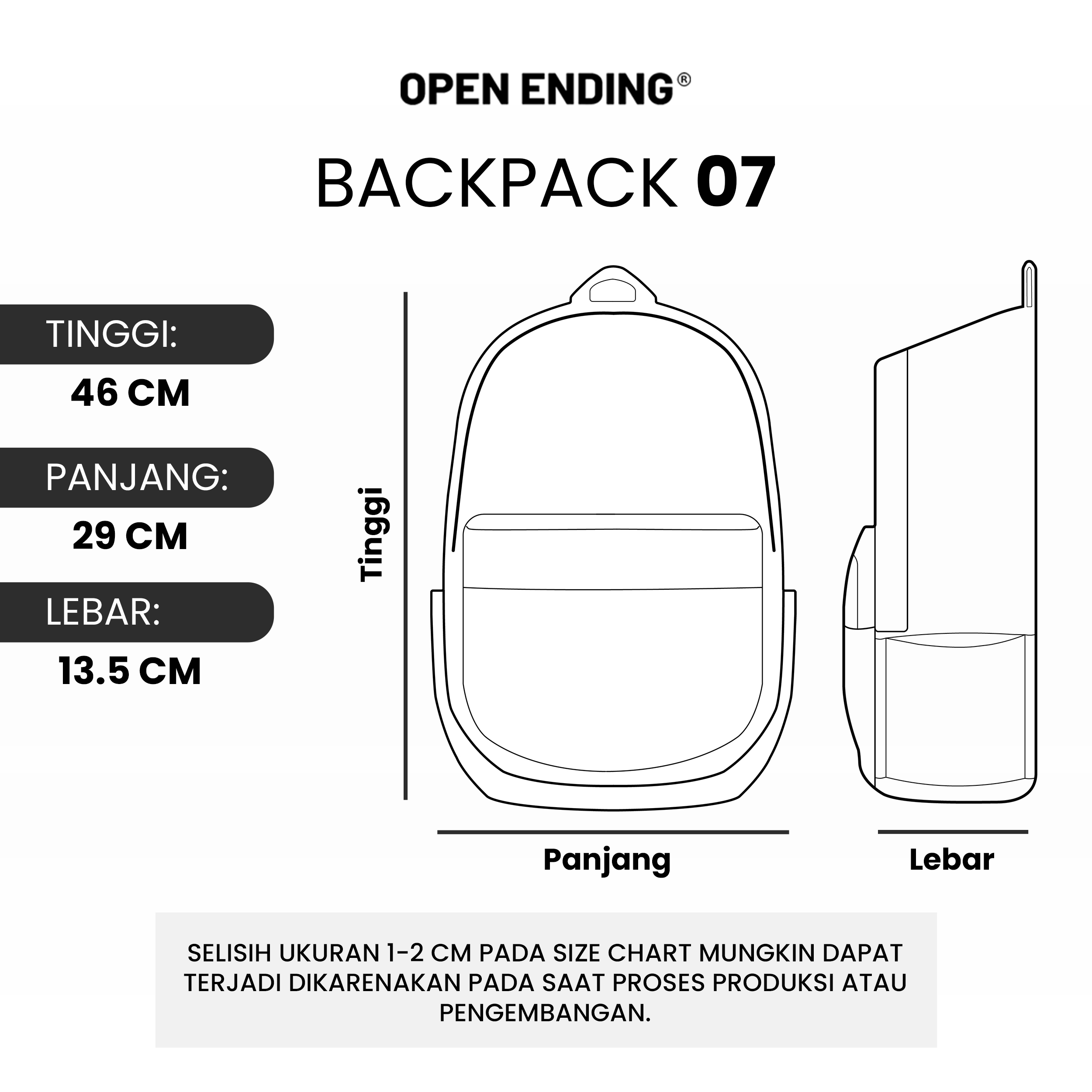 Jual Open Eding Backpack With 7 Compartments Black Nylon [BP.07 Premium ...