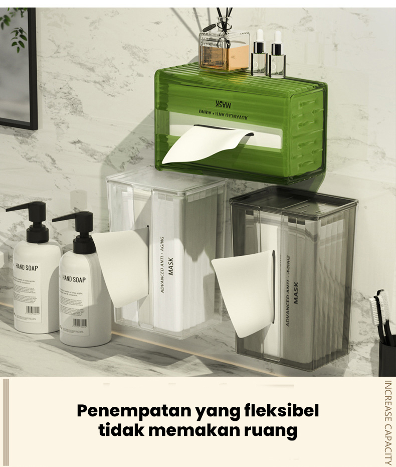Jual Megam Kotak Tissue Transparan Dinding Box Tisu Kamar Mandi Tempel ...